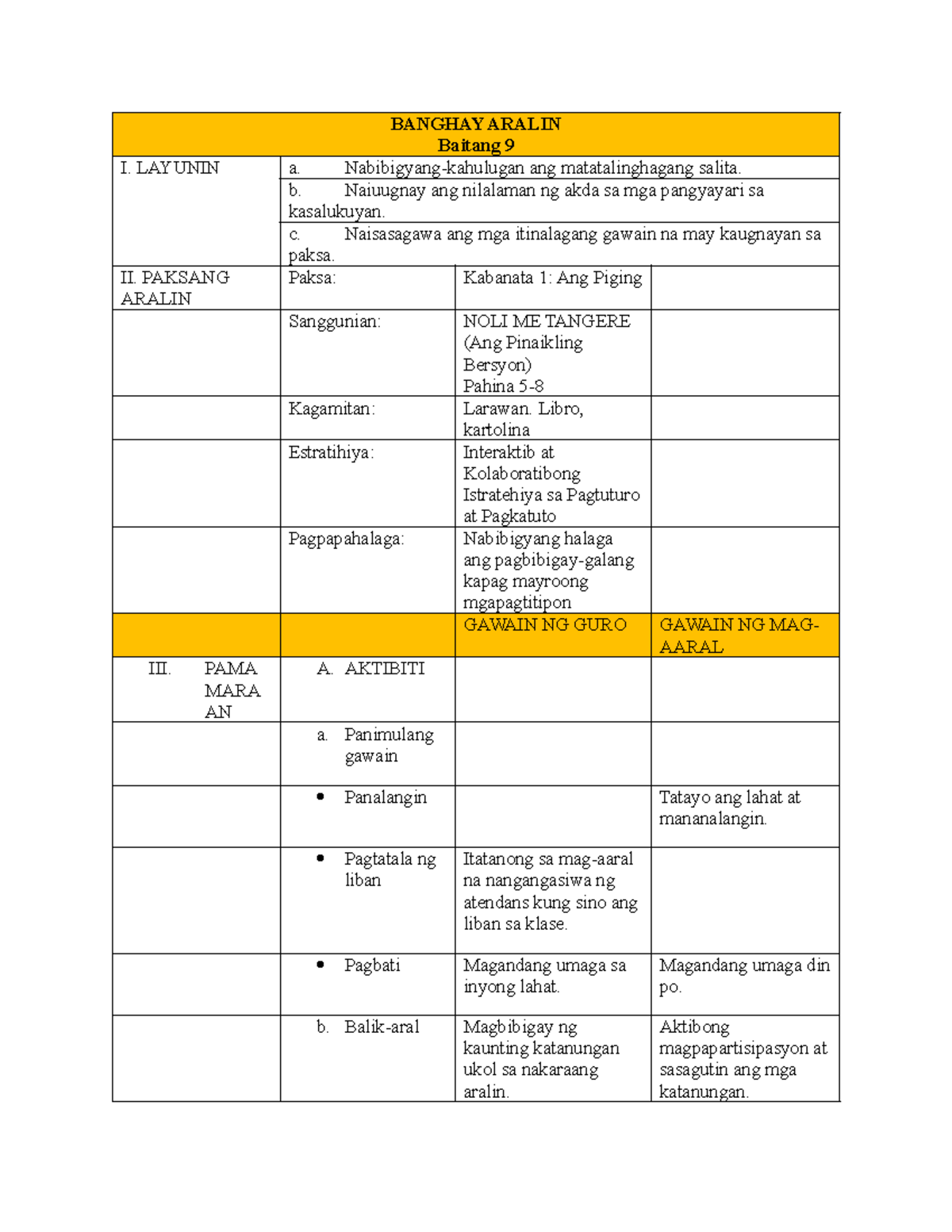 LP ANG Piging 4TH K1 - I'm a license Teacher - BANGHAY ARALIN Baitang 9 ...