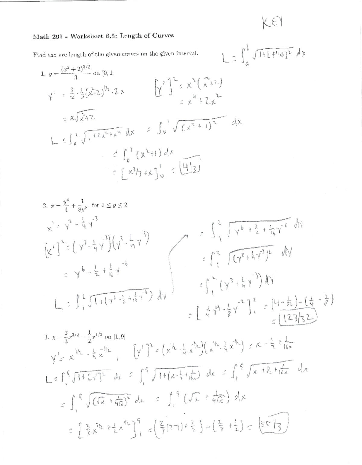 Worksheet 6.5 Key - MATH 201 - Studocu