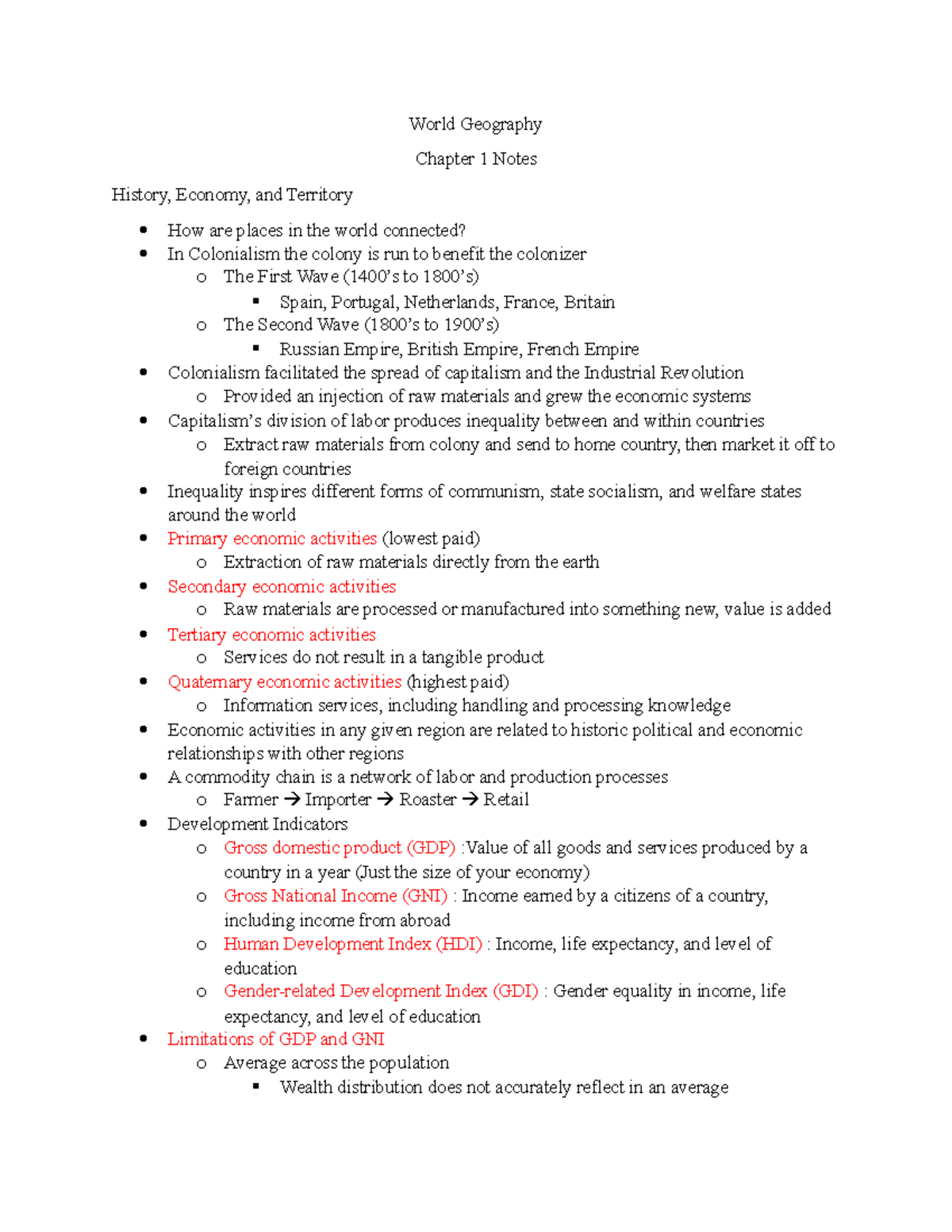 World Regional Geography Chapter 1 Notes - World Geography Chapter 1 ...