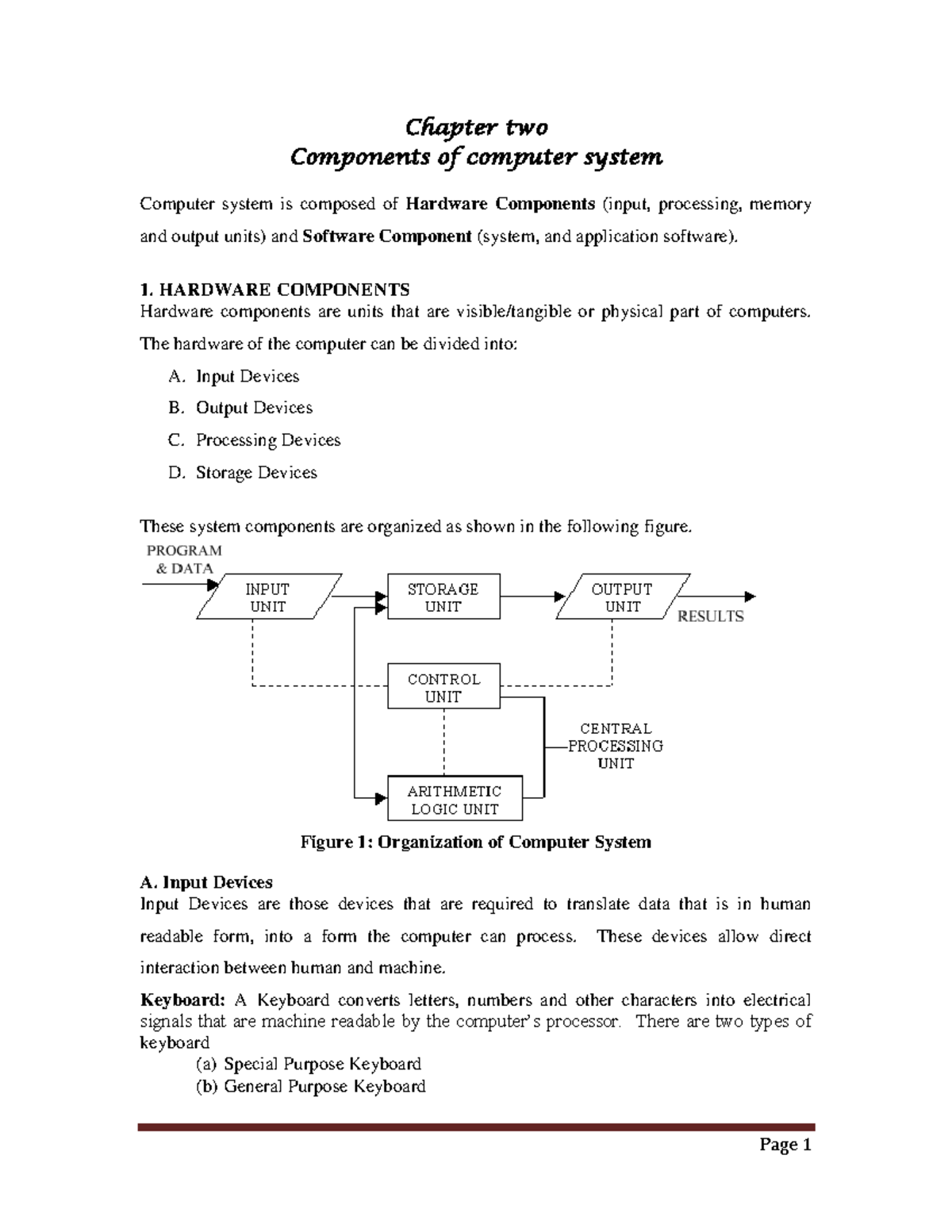 Chapter Two - Shshshsgsg - Chapter two Components of computer system ...