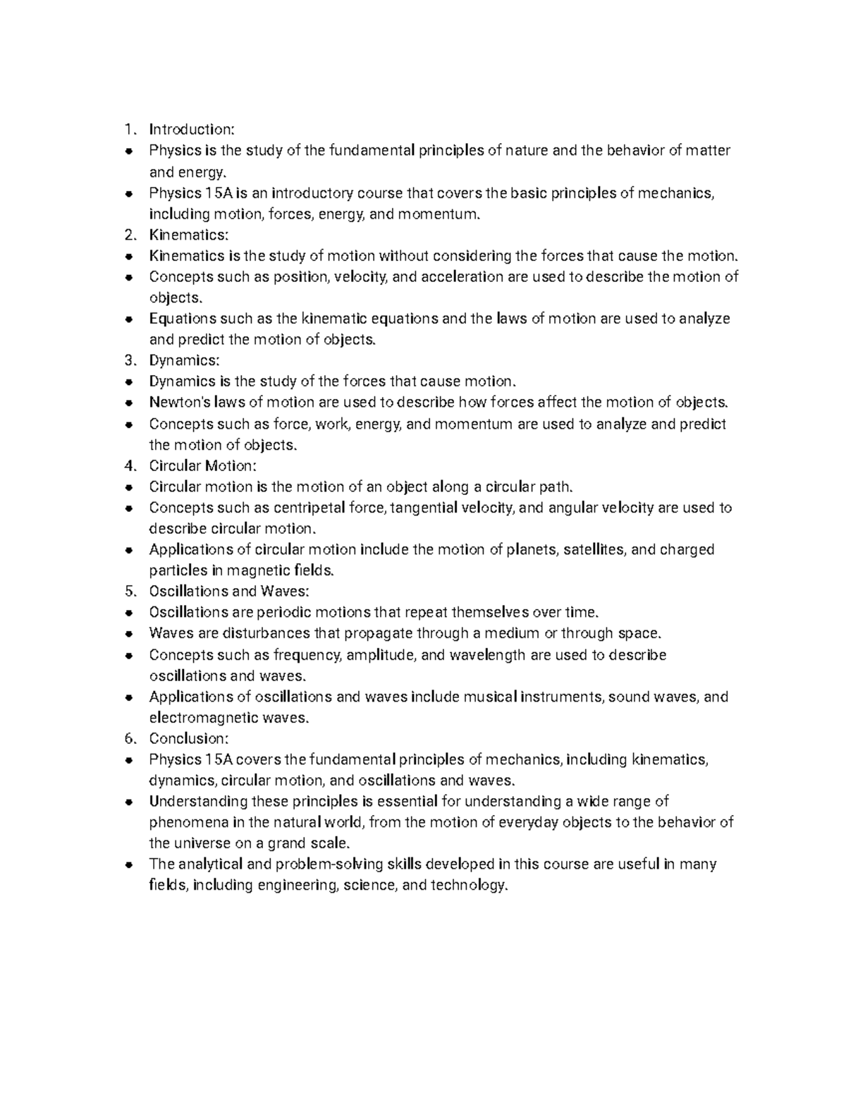 Untitled document - Physics 15a - Introduction: Physics is the study of ...