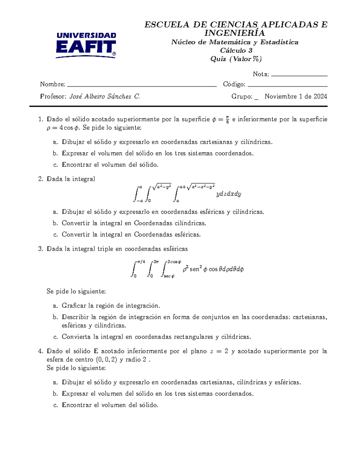 Taller calculo - ESCUELA DE CIENCIAS APLICADAS E INGENIER ́IA N ́ucleo ...