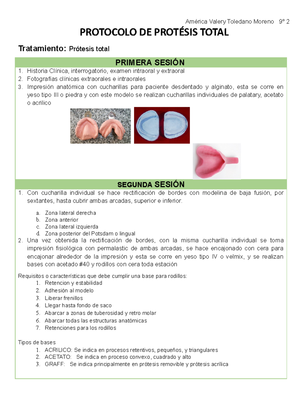 Protocolo DE Protesis Total - América Valery Toledano Moreno 9° 2 ...