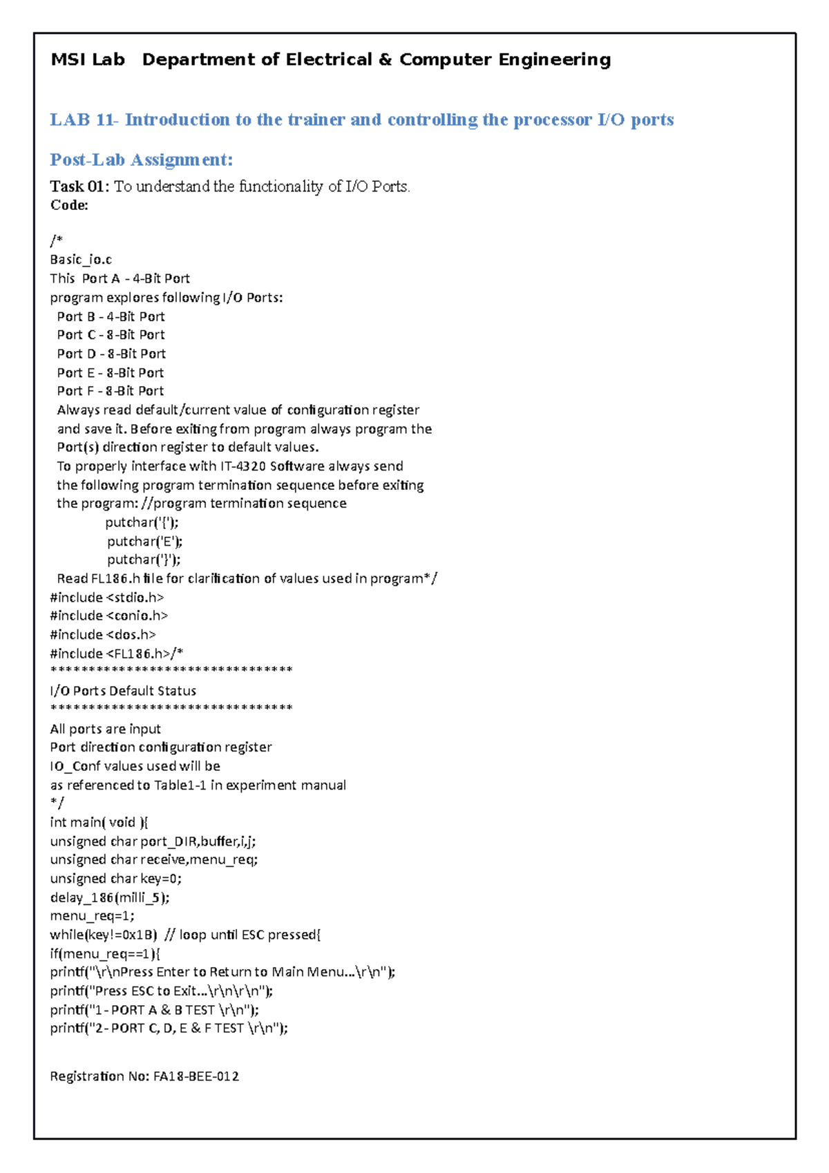 MSI LAB 11 - S&S and MSI labs - MSI Lab Department of Electrical & Computer Engineering LAB 11 ...