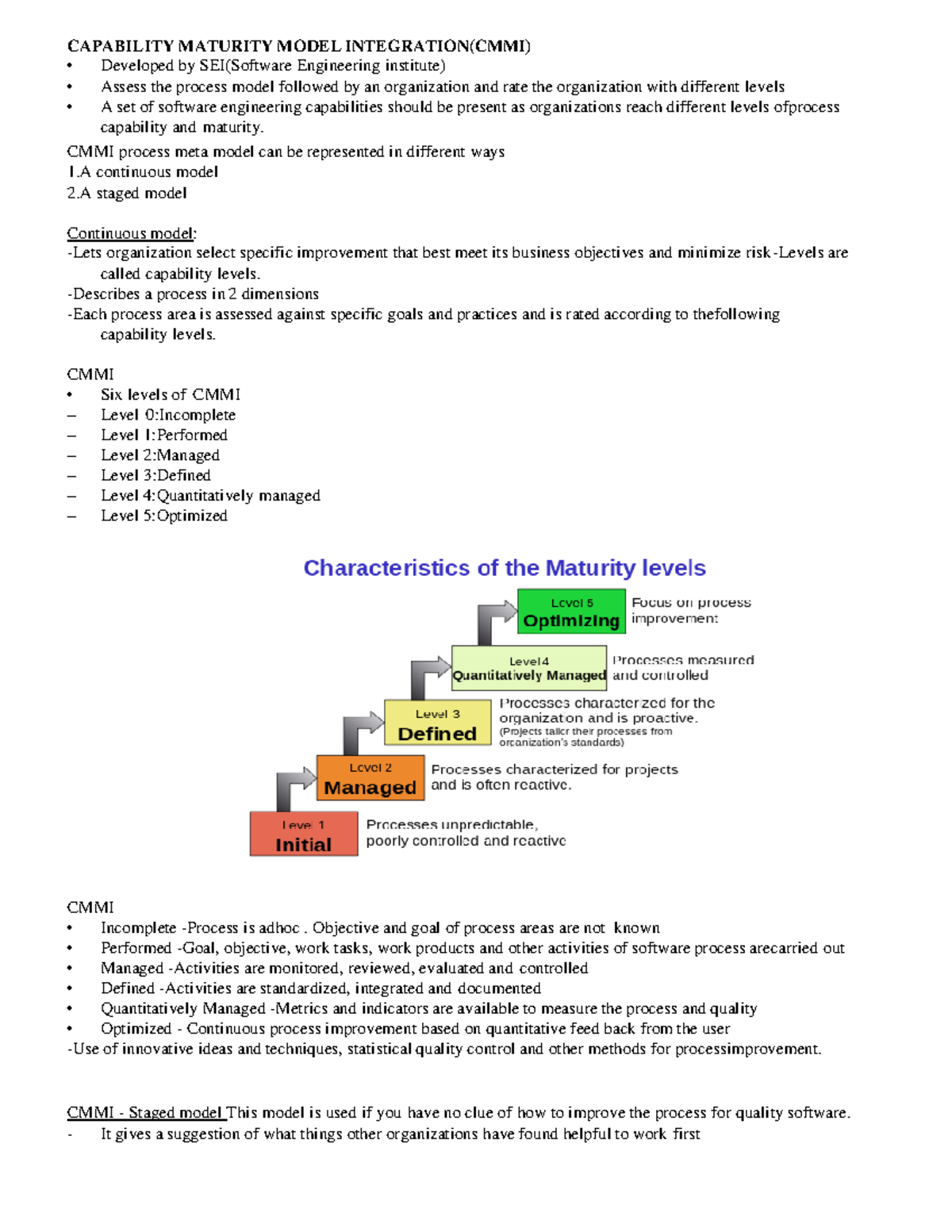 Se 2 - unit 2 notes - CAPABILITY MATURITY MODEL INTEGRATION(CMMI ...