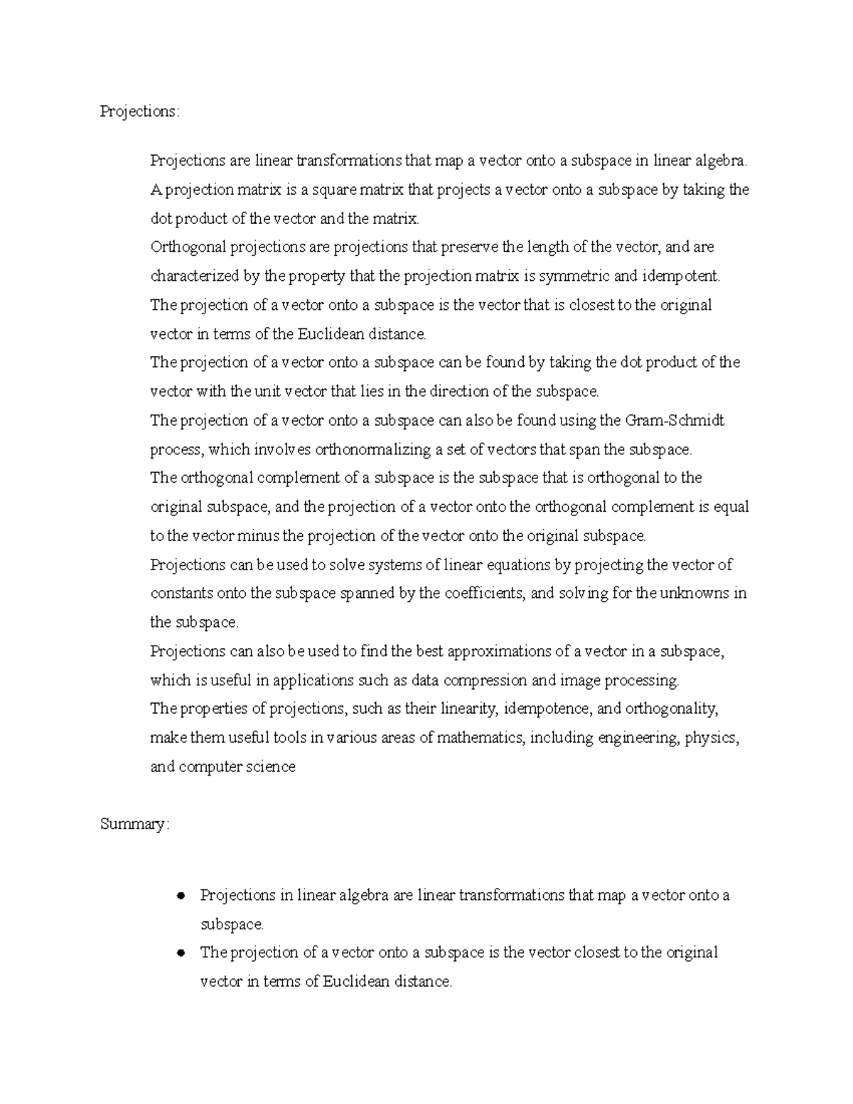 Projections-linear algebra - Projections: Projections are linear ...