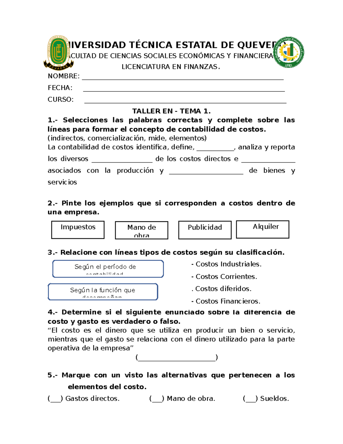 Semana 1 Taller 1 - ededede - UNIVERSIDAD TÉCNICA ESTATAL DE QUEVEDO ...