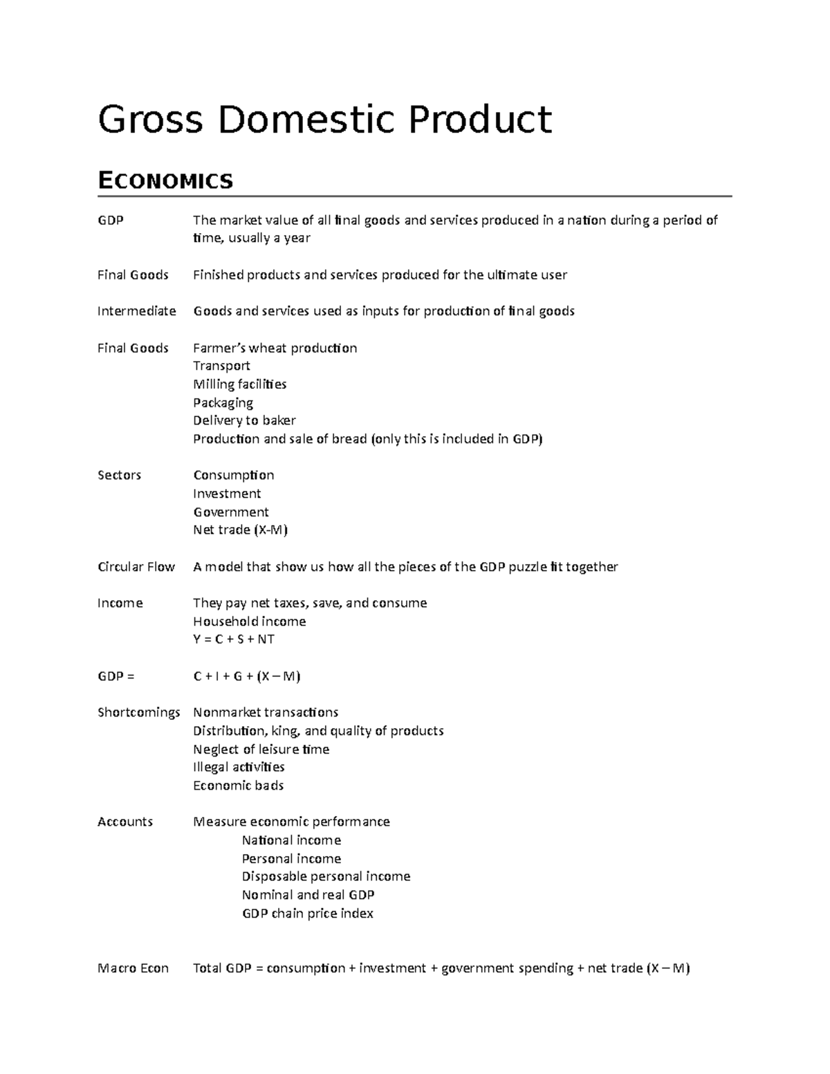 Gross Domestic Product - Gross Domestic Product ECONOMICS GDP The ...