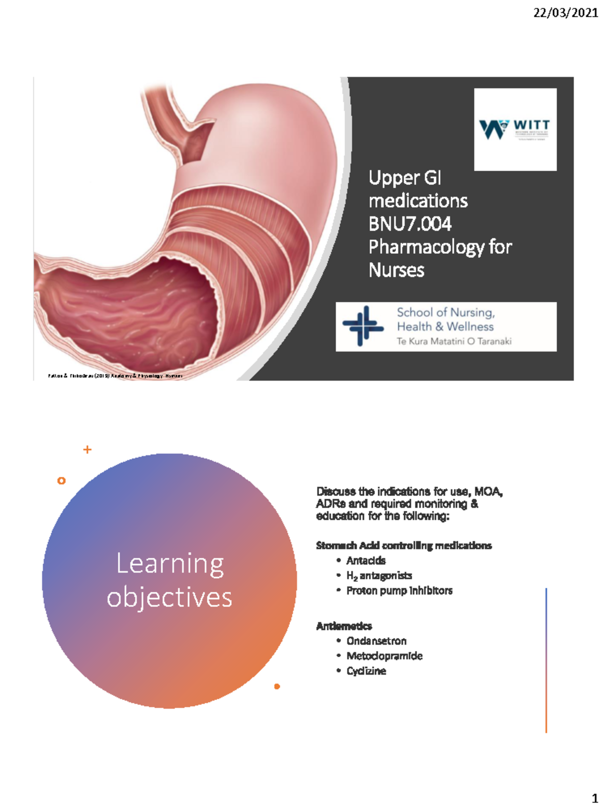 Upper GI medications 2021 - Upper GI medications BNU7. Pharmacology for ...