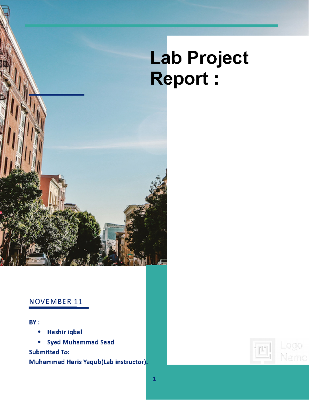 Project report - NOVEMBER 11 BY : Hashir iqbal Syed Muhammad Saad ...