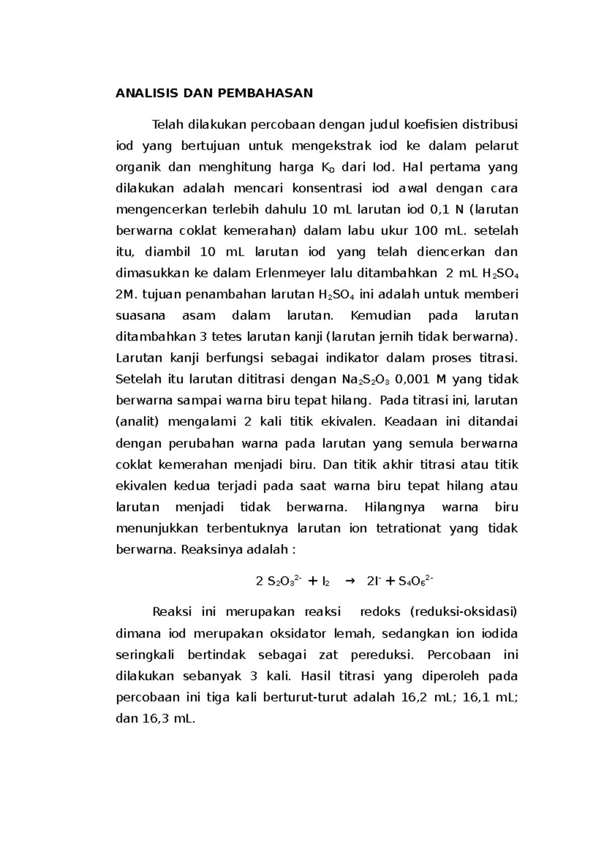 Analisis Dan Pembahasan iod - ANALISIS DAN PEMBAHASAN Telah dilakukan ...