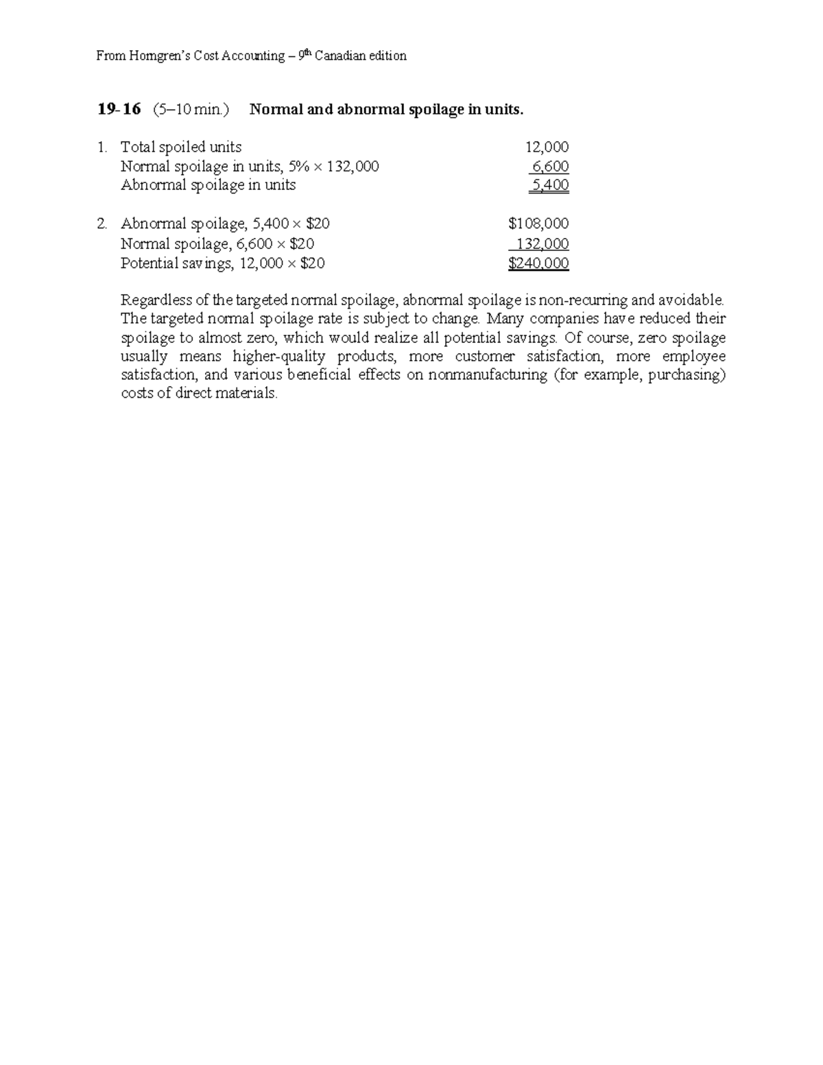 Chapter 19 solutions - 19 - 16 (5–10 min.) Normal and abnormal spoilage ...