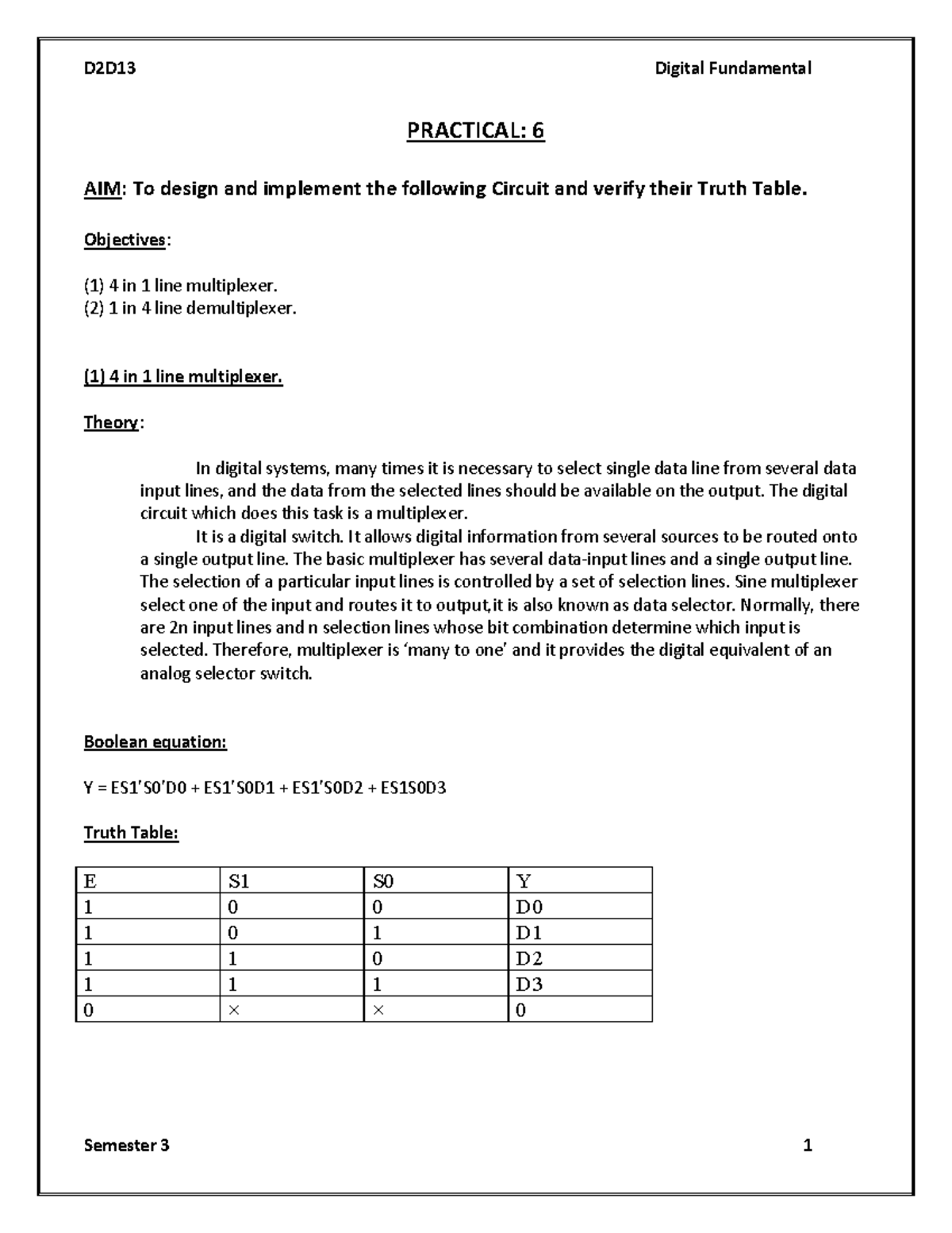 D2D13 DF PR-6 - Digital fundamental practicals - PRACTICAL: 6 AIM: To ...