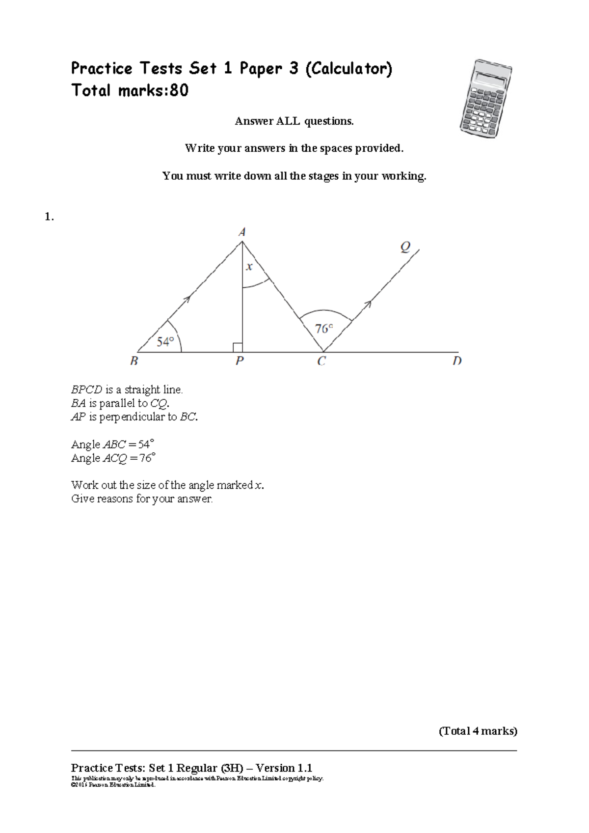 06a Practice test set 1 - Paper 3H - Practice Tests Set 1 Paper 3 ...