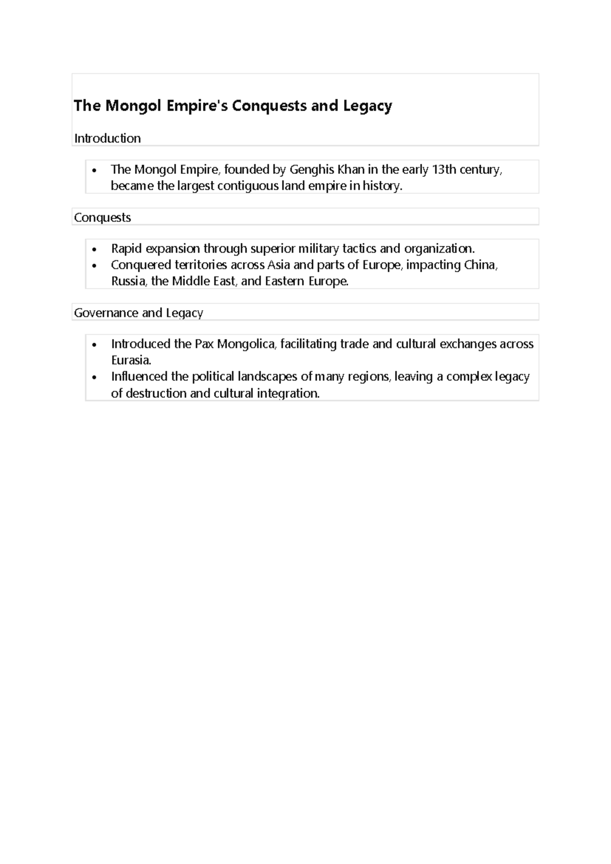 The Mongol Empire - Conquests • Rapid expansion through superior ...