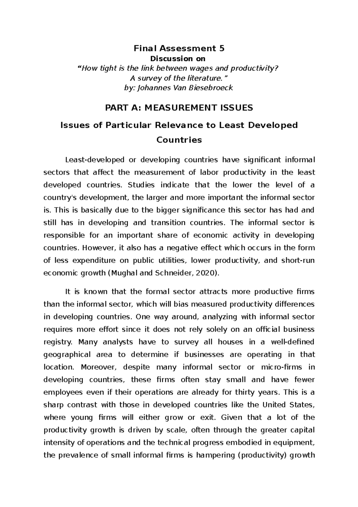 Final Assessment 5 - Issues of Particular Relevance to LDC - Final ...