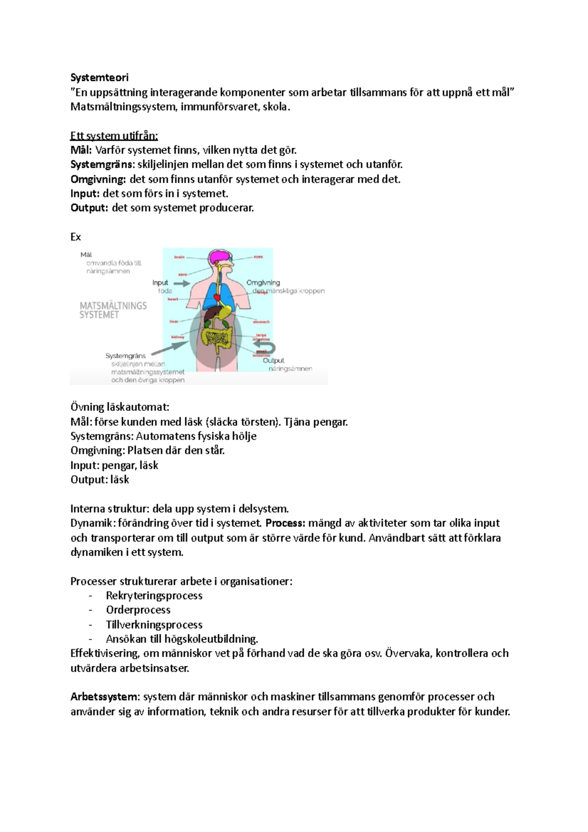 Systemteori FL 2 - Notes - Systemteori ”En uppsättning interagerande ...