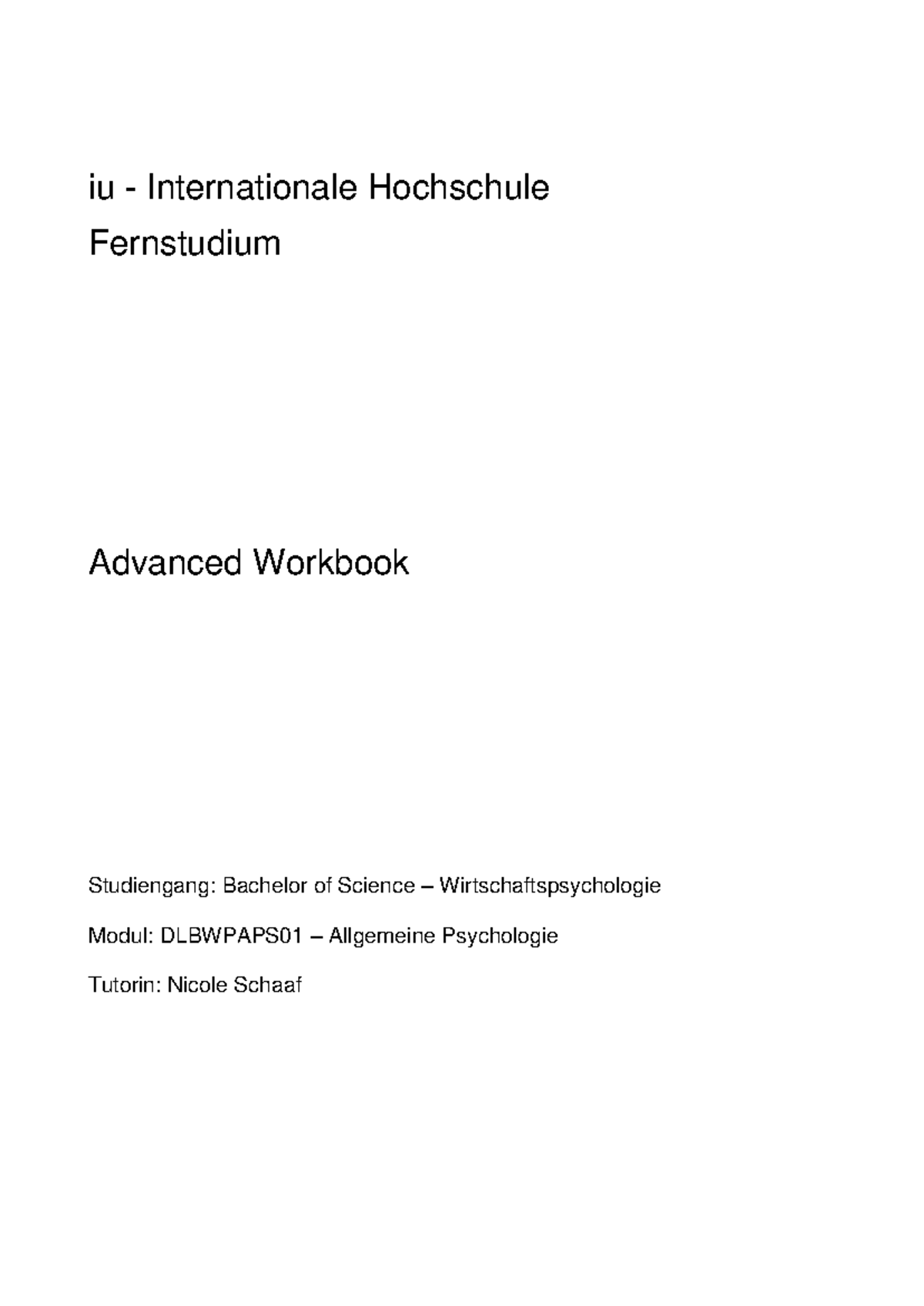 Advanced Workbook Dlbwpaps 01 - iu - Internationale Hochschule ...