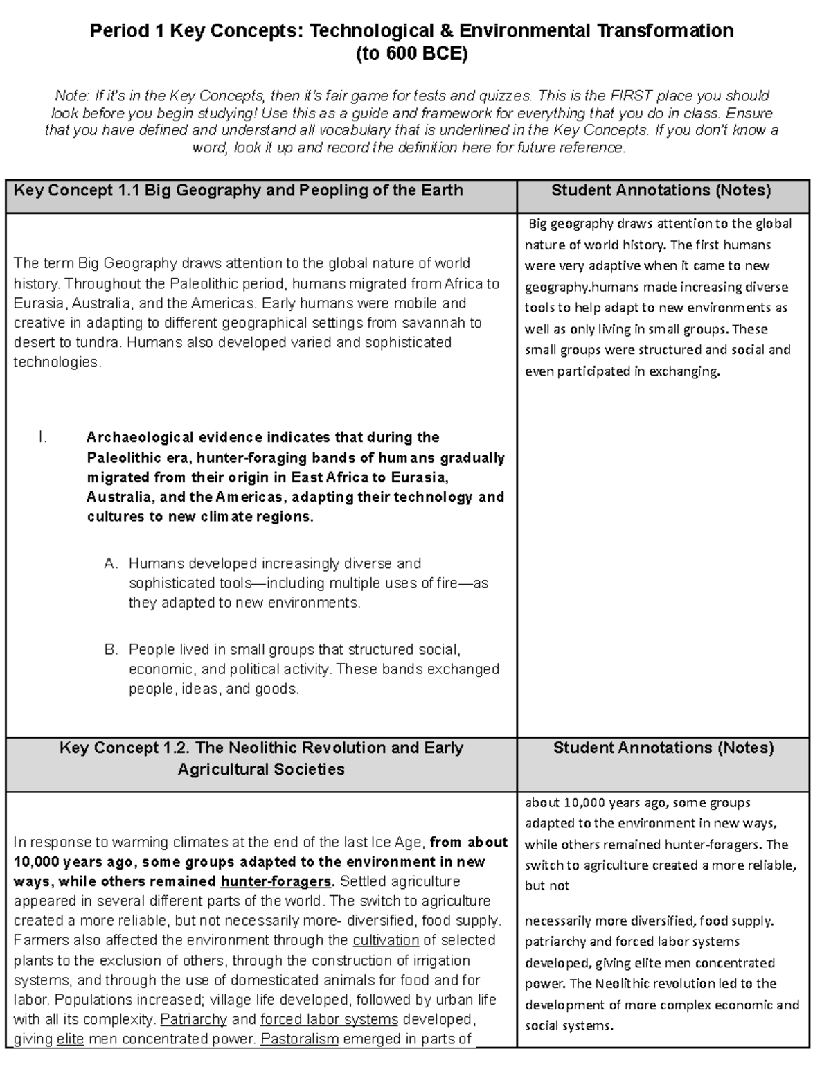 Untitled - Period 1 Key Concepts: Technological & Environmental ...