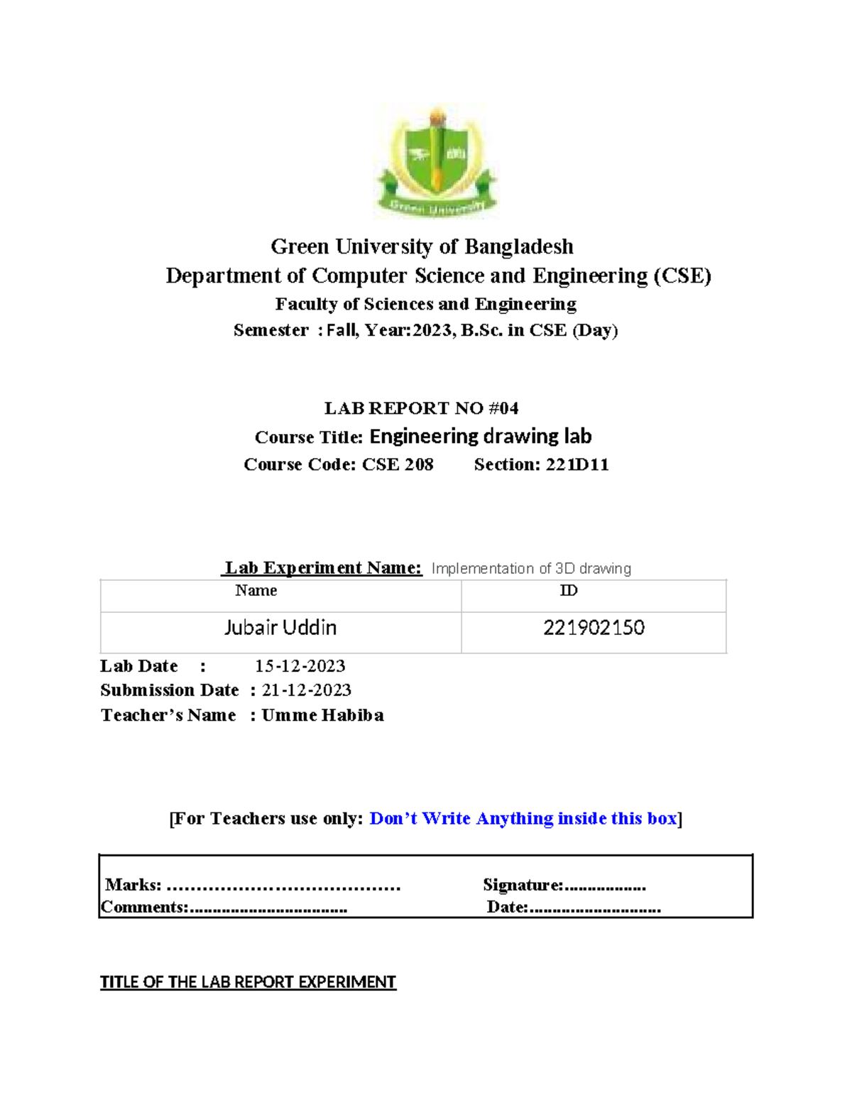 Copy (1)Copy (1)Jubair 221902150(Ed LR4) - Green University of ...