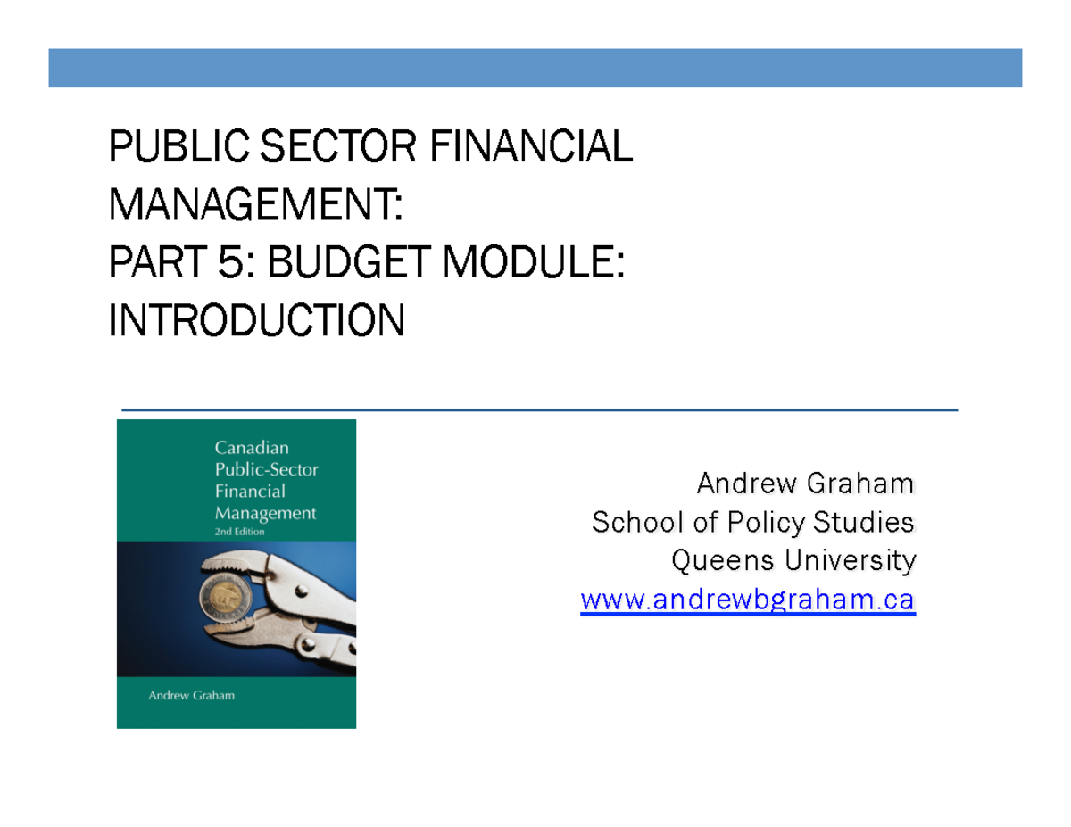 MPA827 Public Sector Financial Management Chapter 5 - PUBLIC SECTOR ...