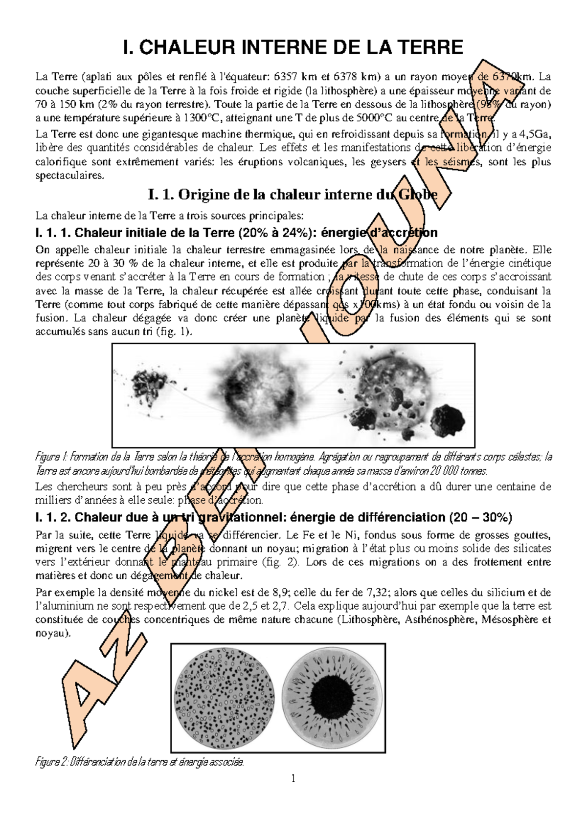 Cours Géo Int - Chaleur interne de la terre - I. CHALEUR INTERNE DE LA ...