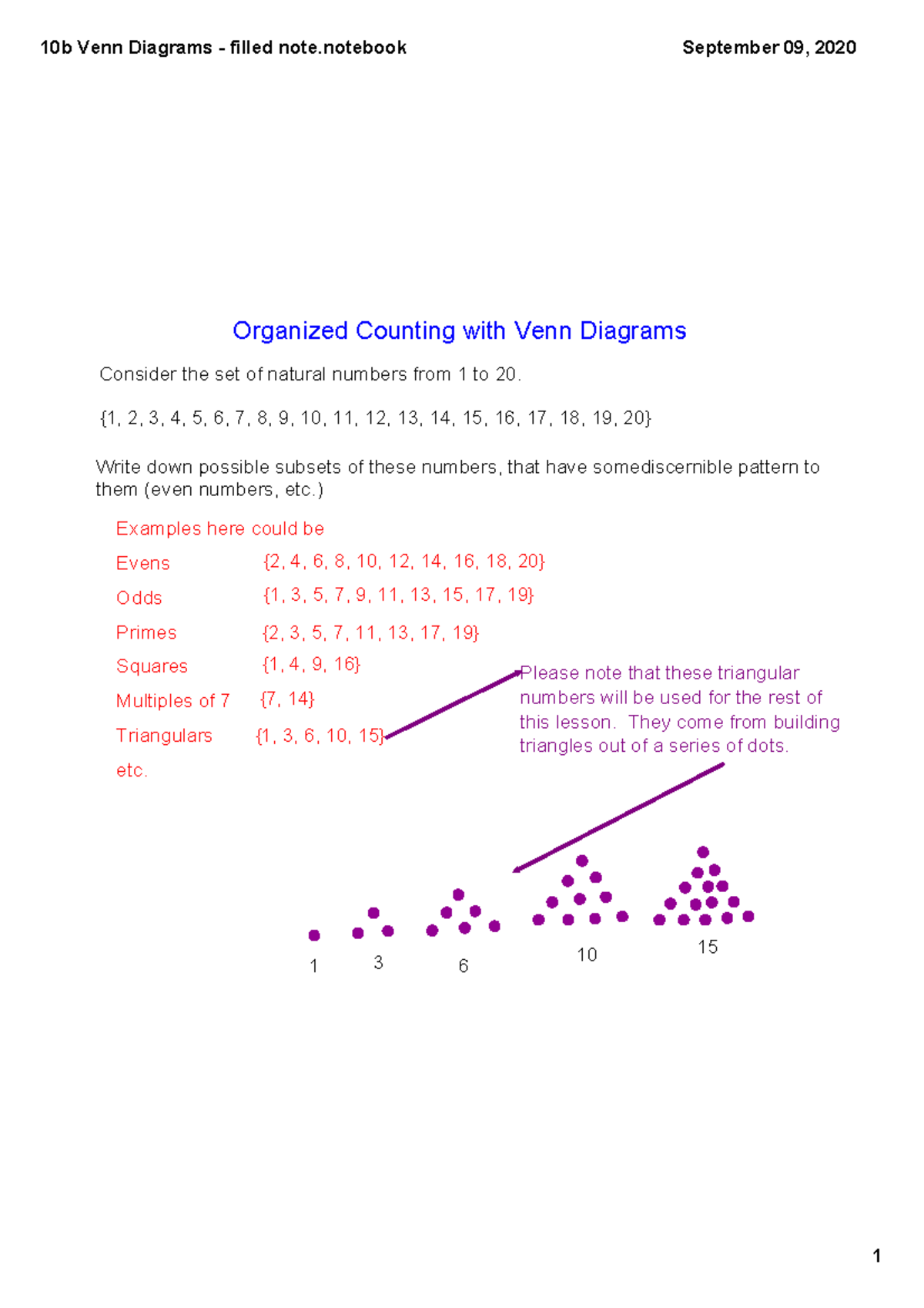 10b Venn Diagrams - filled note 1 - MATH 130 - Studocu