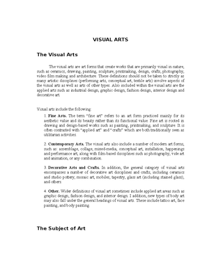 E. Module 4 - Visual Arts - MODULE 4 VISUAL ARTS The Visual Arts The ...