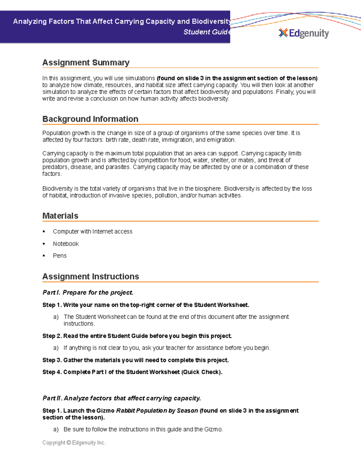 Analyzing Factors That Affect Carrying Capacity and Biodiversity ...
