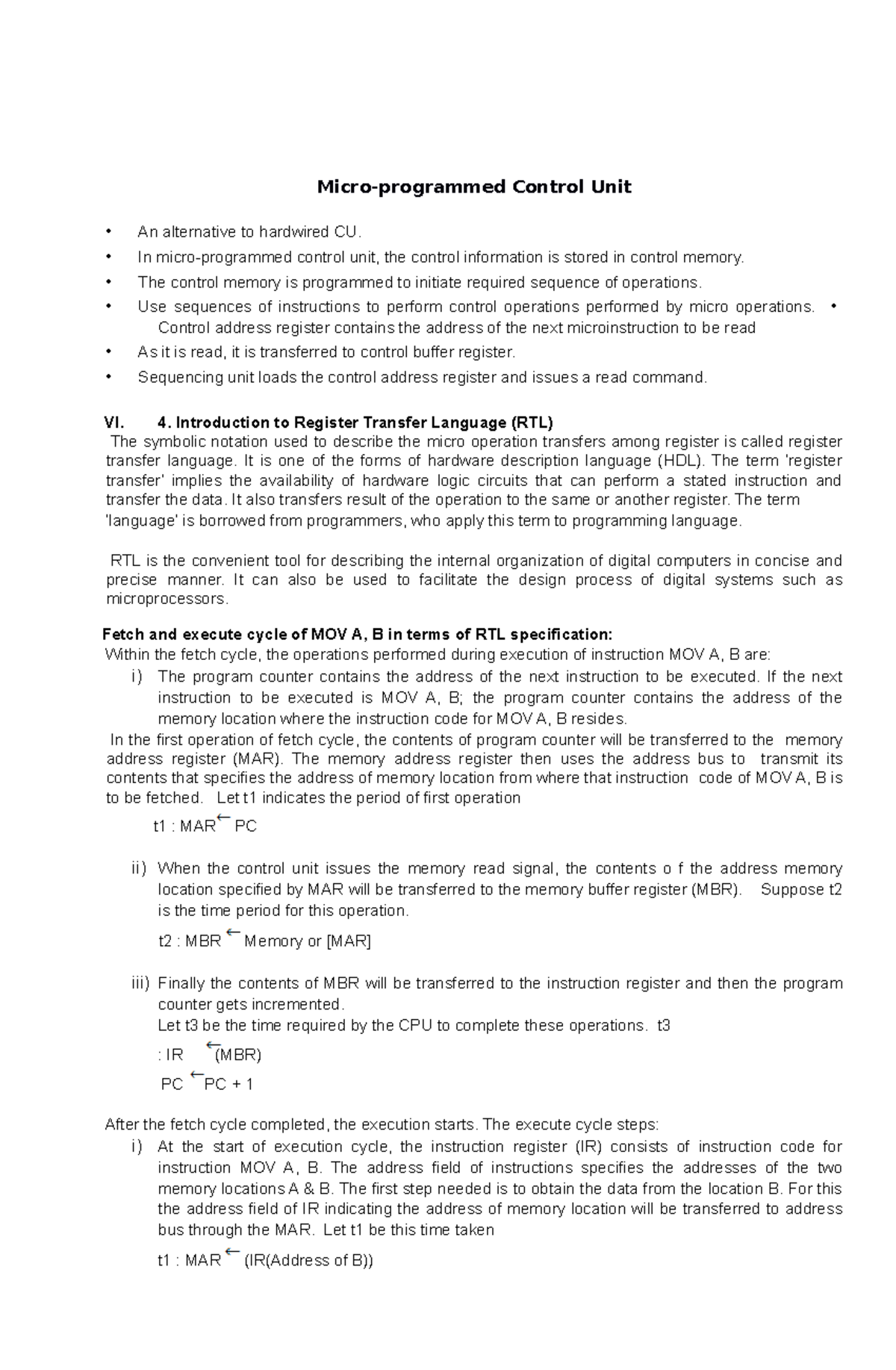 Micro-programmed Control Unit - • In micro-programmed control unit, the ...