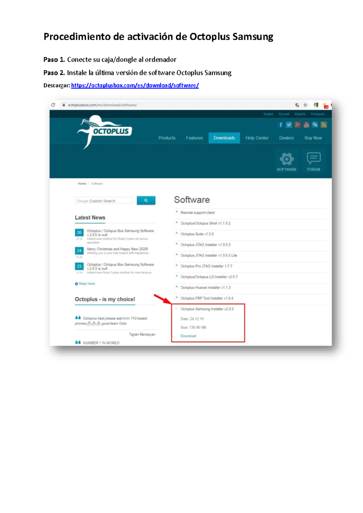 Octopus samsung activation manual 2019 es - Procedimiento de activación ...
