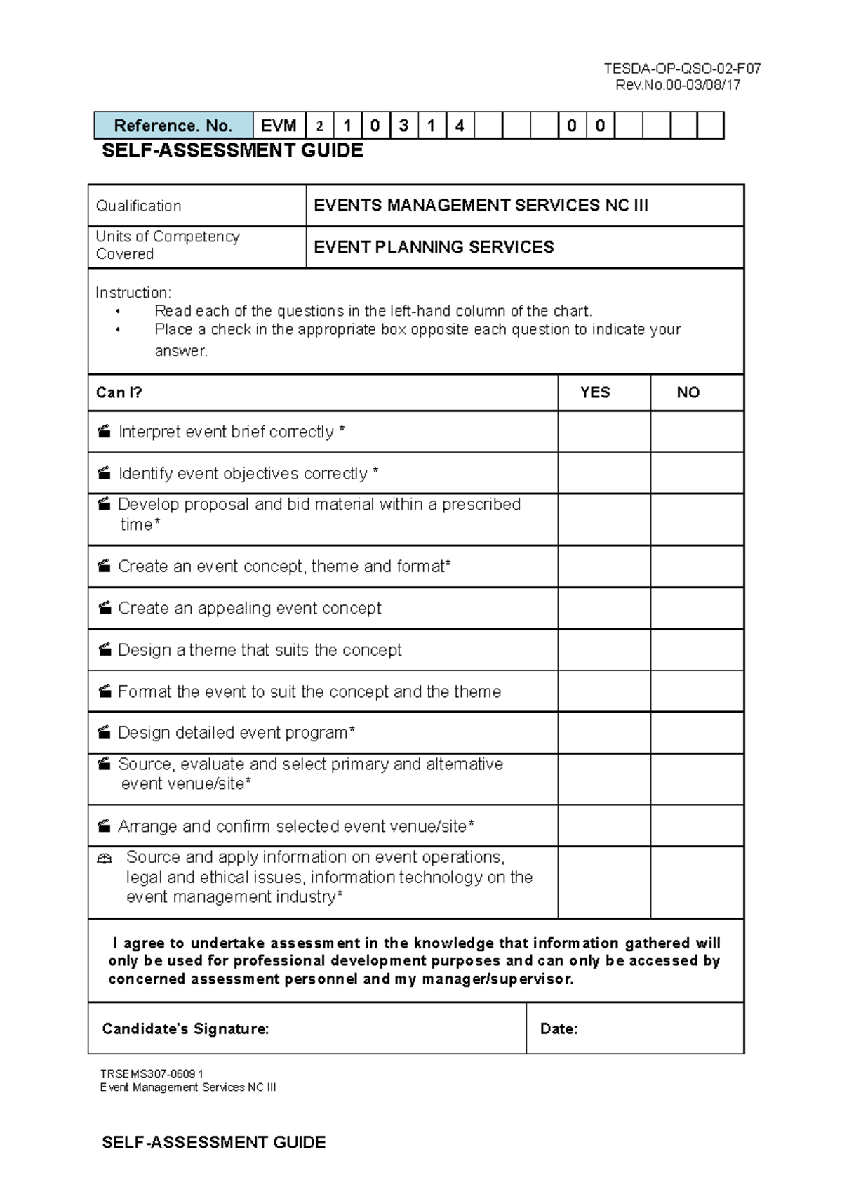 SAG - Events Management Services NC III - TESDA-OP-QSO-02-F Rev.No-03 ...