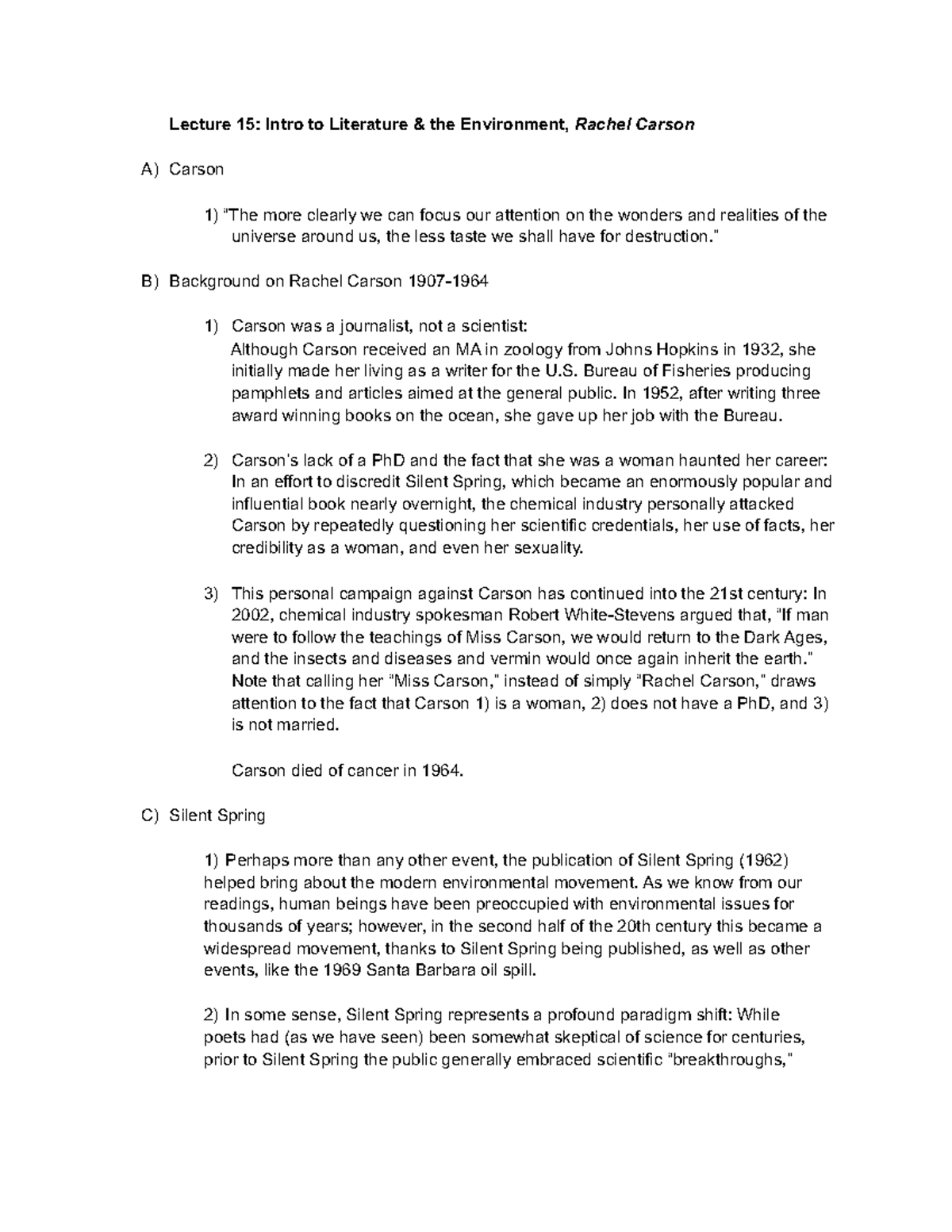 Lecture-15 -Intro-to-Literature-the-Environment-Rachel-Carson - Lecture ...