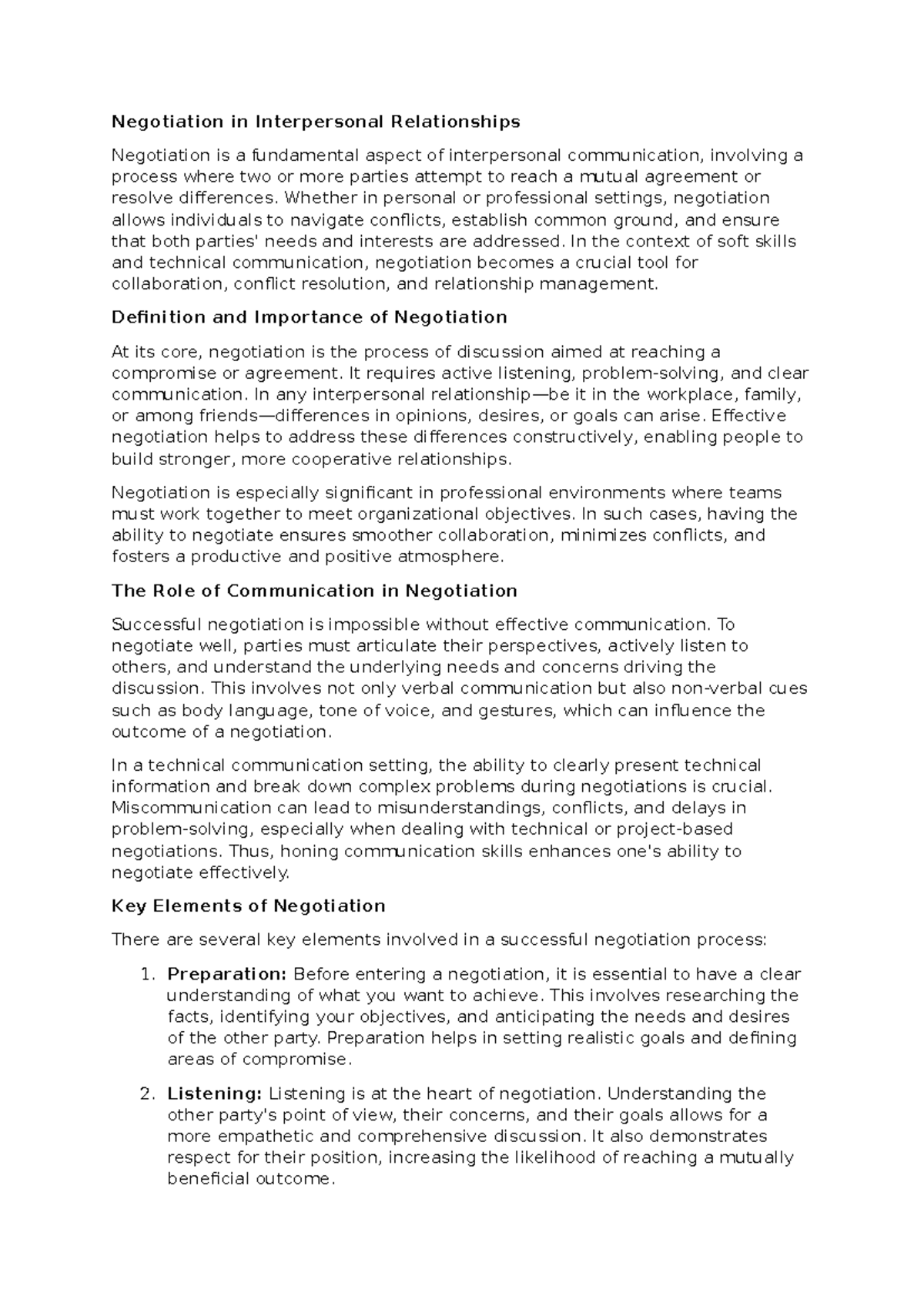 Negotiation - Contains chapter 2 notes - Negotiation in Interpersonal ...