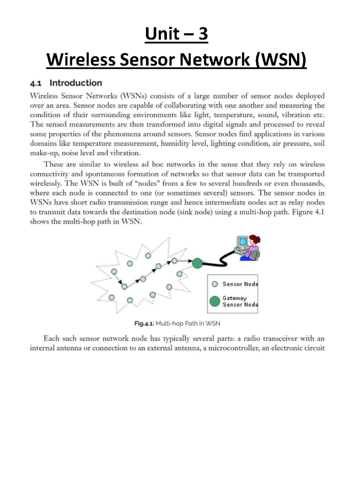 U3 L2 - Notes - Unit – 3 Wireless Sensor Network (WSN) Wireless Sensor ...