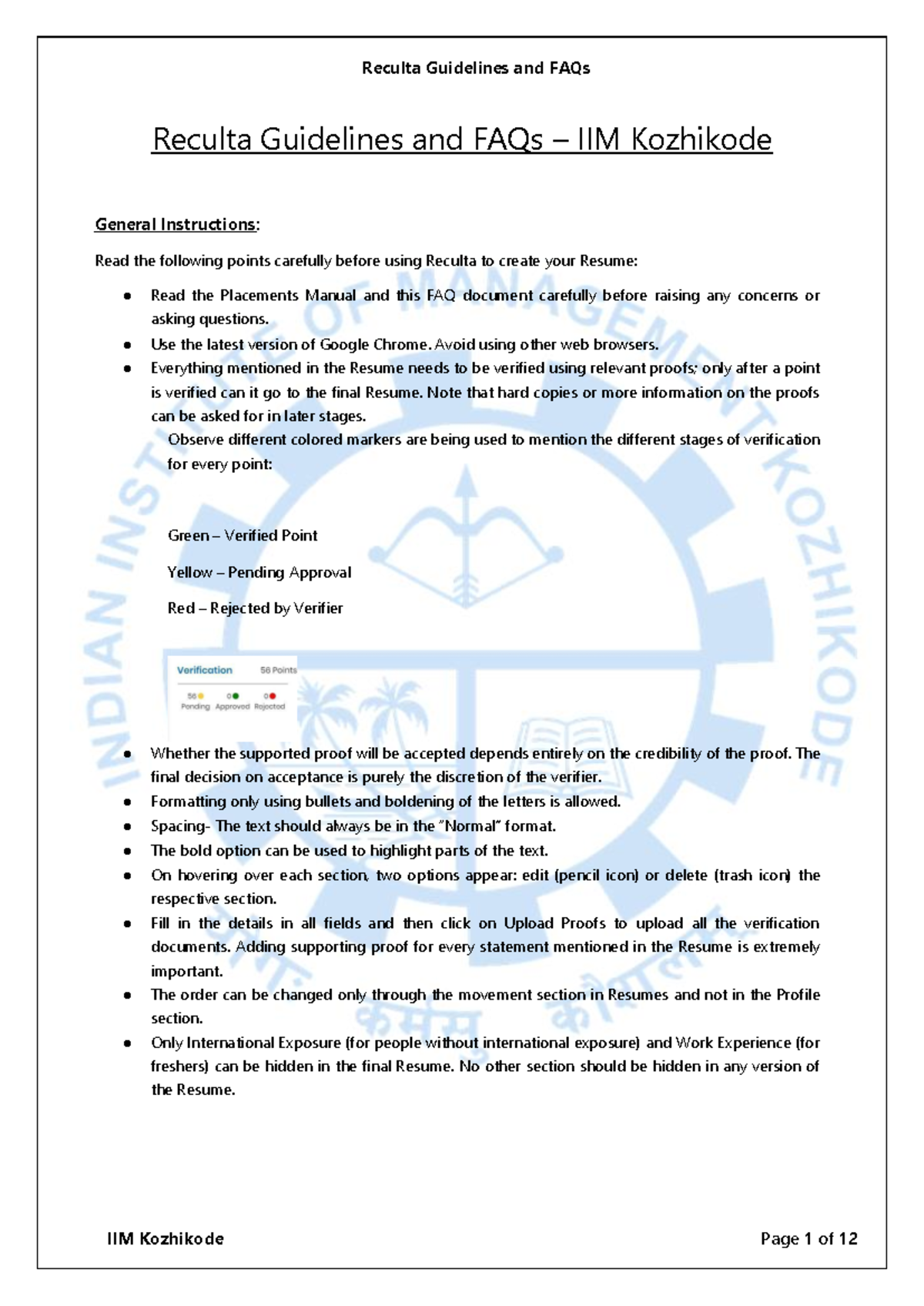 Reculta Guidelines And FAQs - Use the latest version of Google Chrome ...