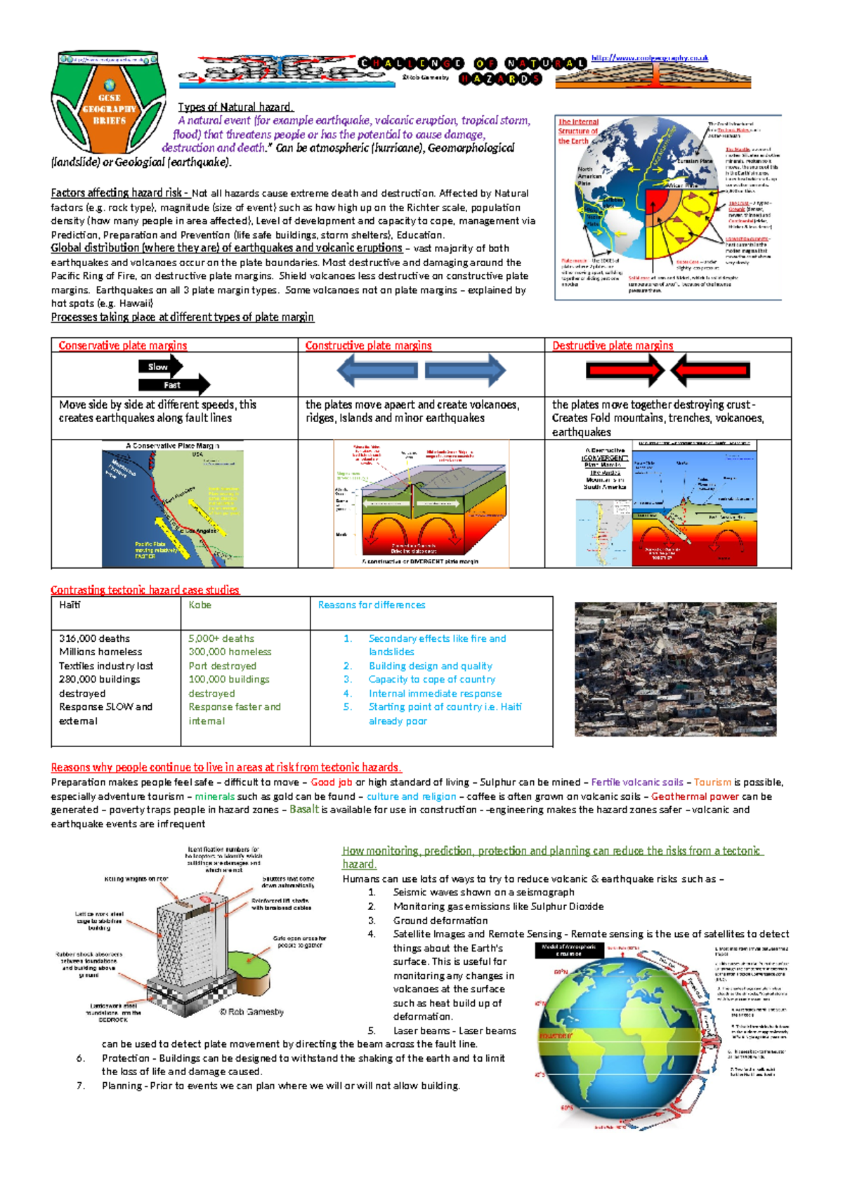 Challenge Natural Hazard Brief - Types of Natural hazard. A natural ...