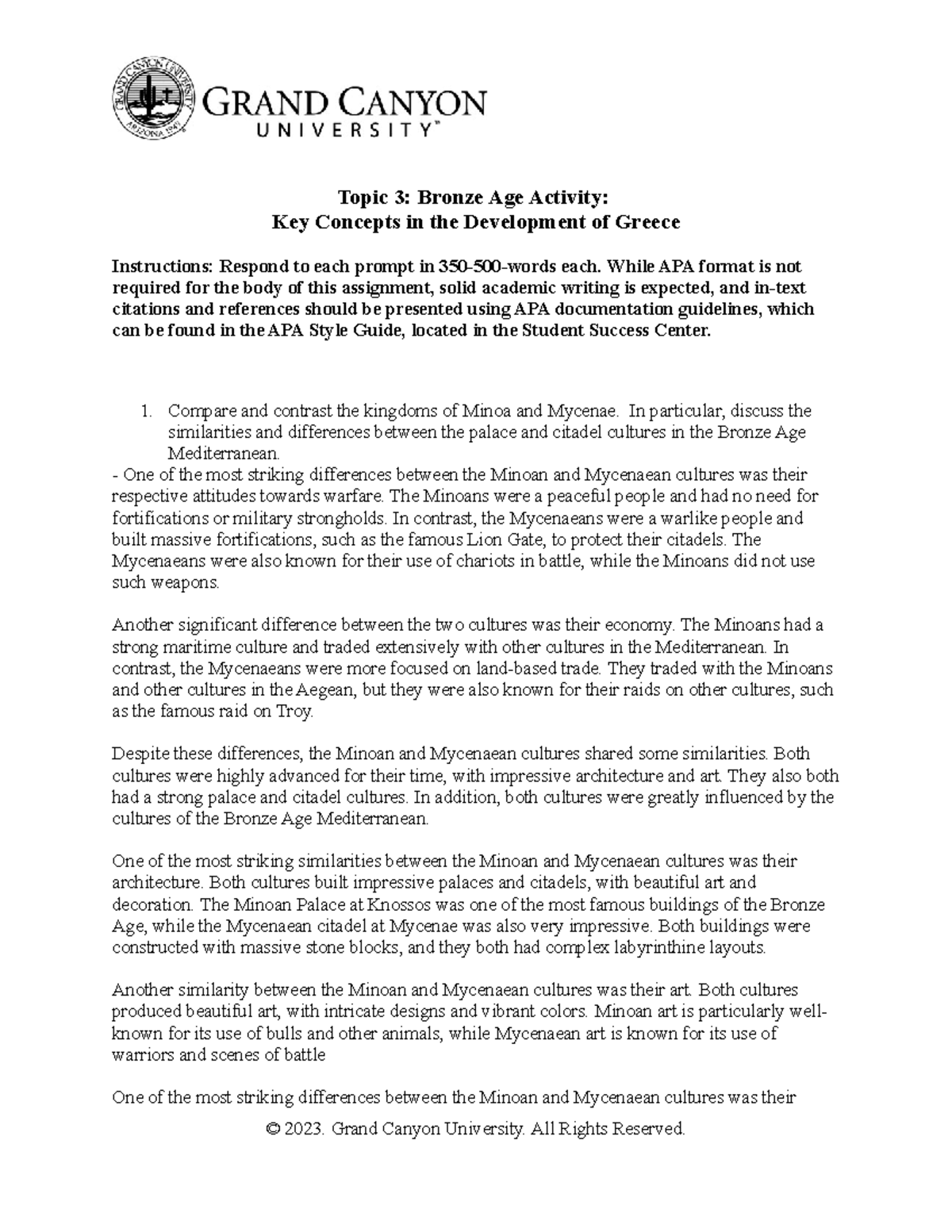 HIS-325 T3 Bronze Age Activity Worksheet complete - Topic 3: Bronze Age ...