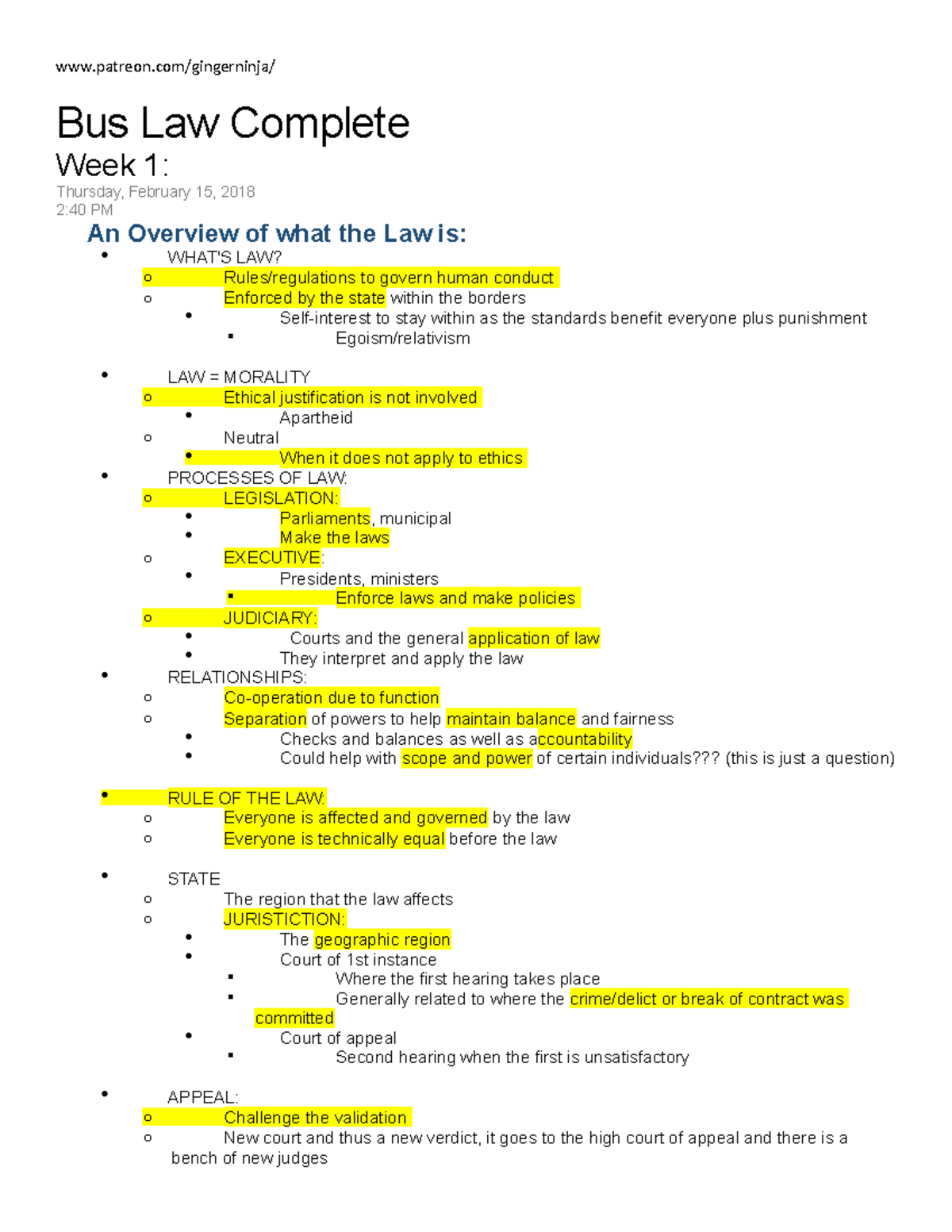 Bus Law complete - Summary Business Law I - Bus Law Complete Week 1 ...
