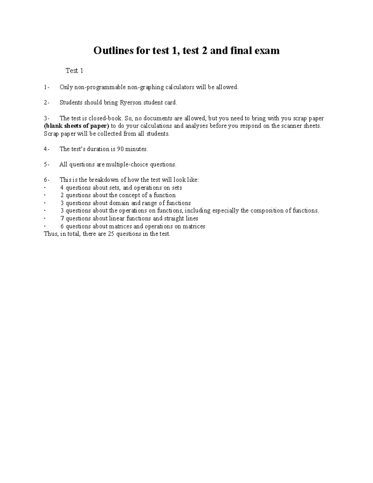 ITM107 Tests And Exam Outlines - Outlines for test 1, test 2 and final ...