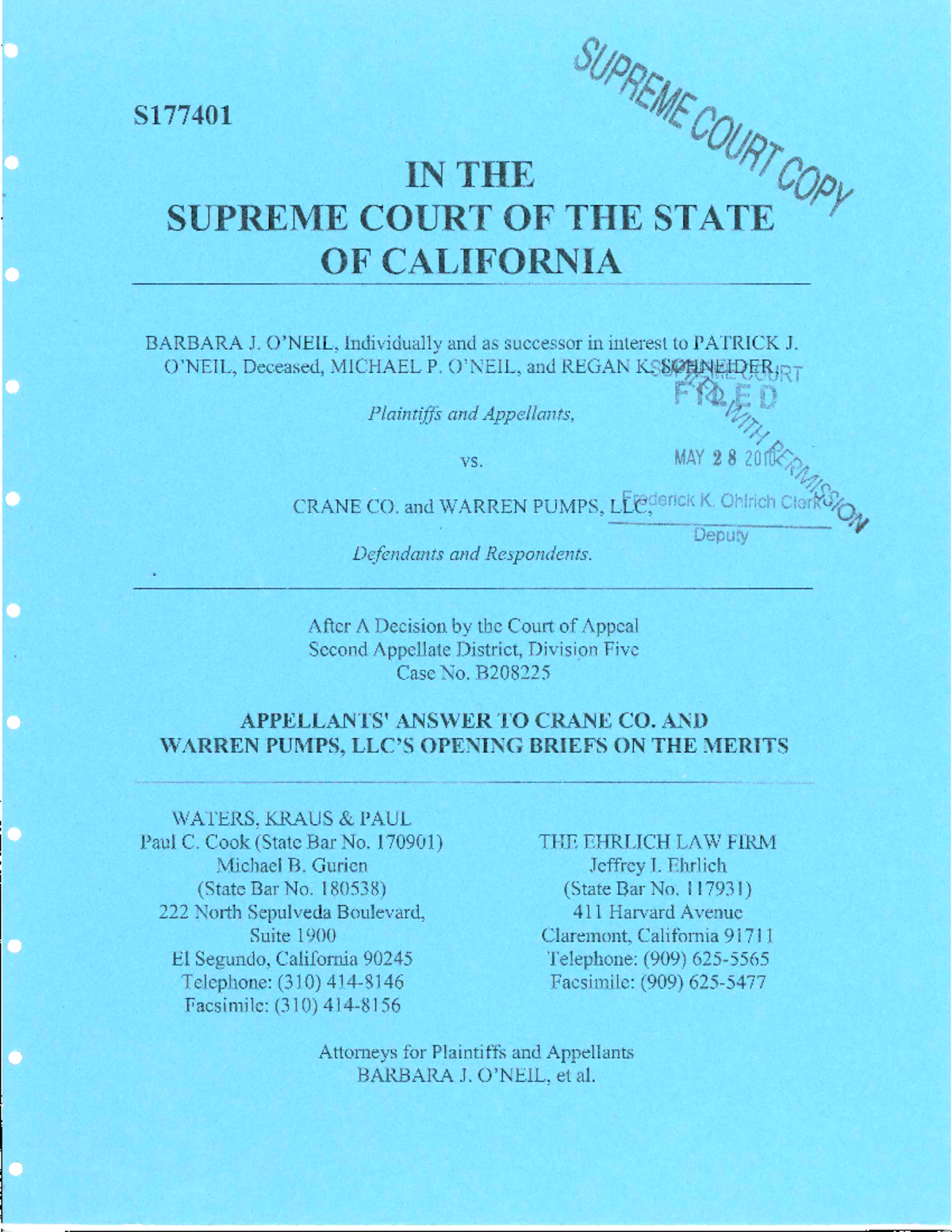 8 s177401 appellants answer brief on the merits - S177401 SUPREME, IN ...
