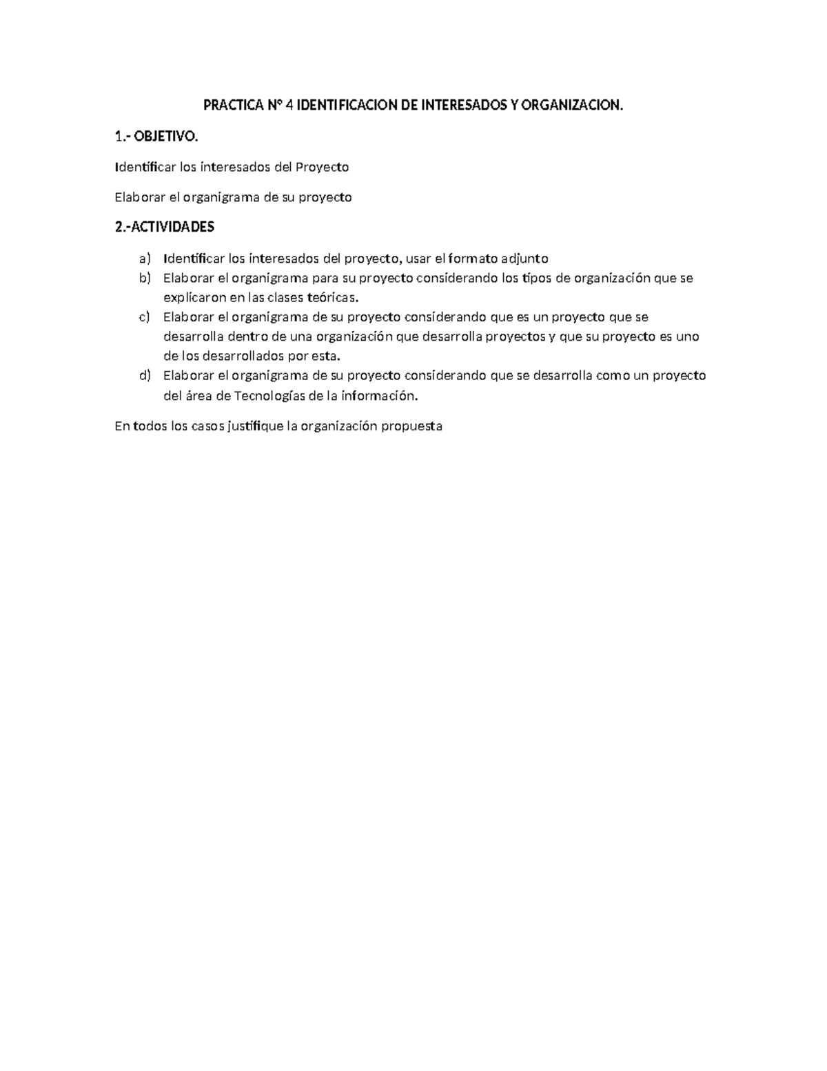 Practica N 4A - DASDAD - PRACTICA N° 4 IDENTIFICACION DE INTERESADOS Y ...