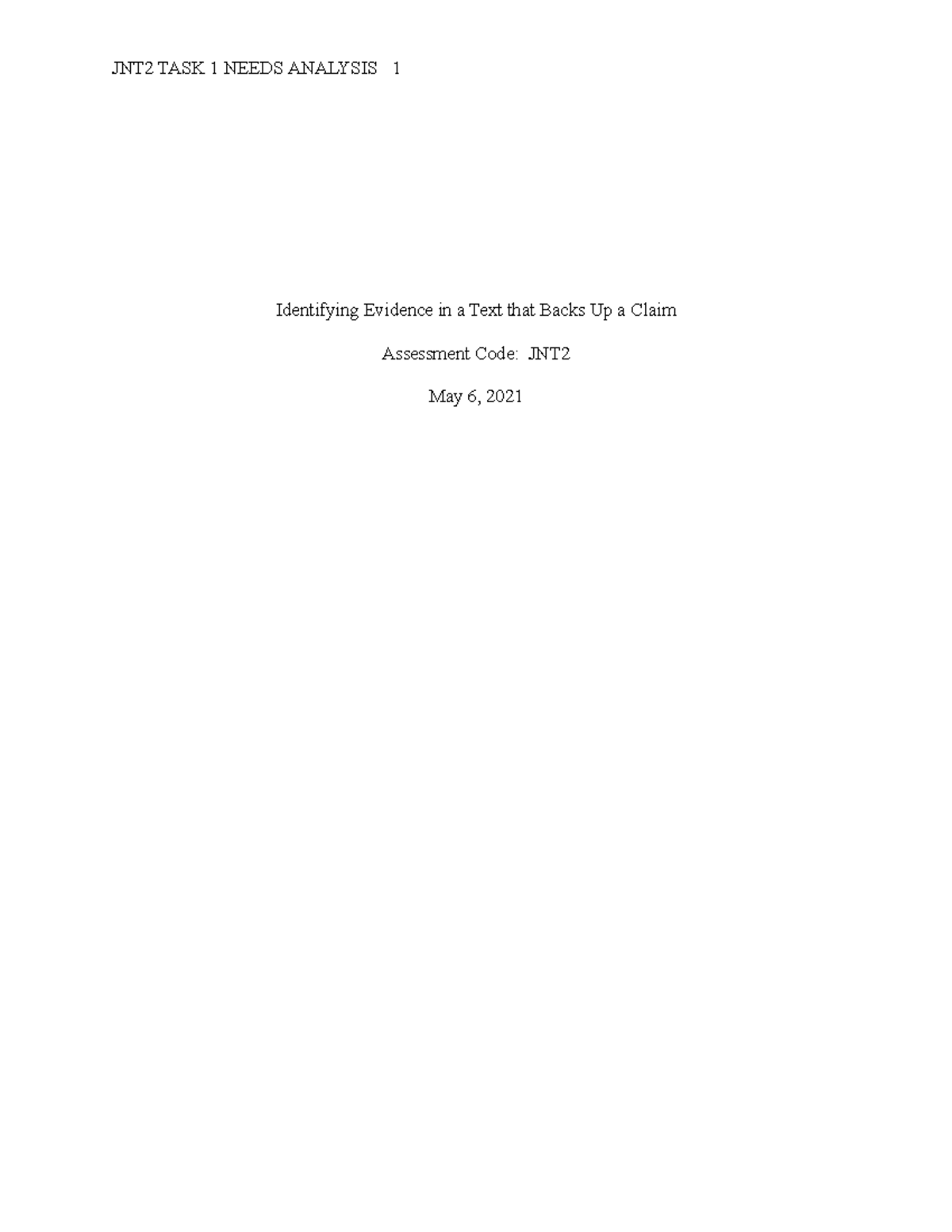 JNT2 PT - Grade: Pass - Identifying Evidence in a Text that Backs Up a ...