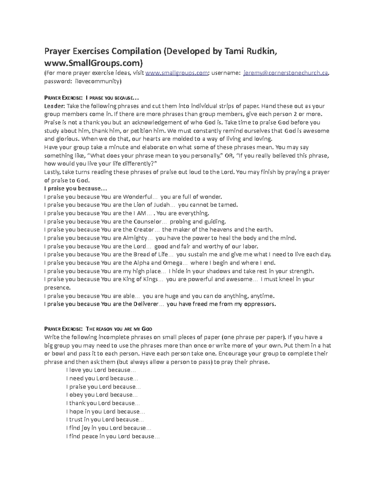 Prayer-Exercises-Compilation - Prayer Exercises Compilation (Developed ...