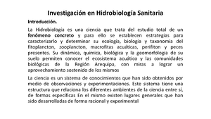 Práctica 6 - Informe de Hidrobiologia - PR¡CTICA N∞ 6 IDENTIFICACI”N DE LOS ORGANISMOS EN AGUAS ...