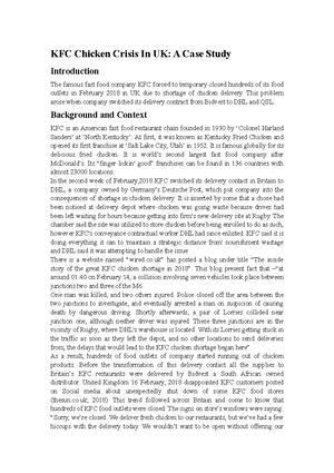 KFC crisis example - Introduction This report is aimed to analyse the ...