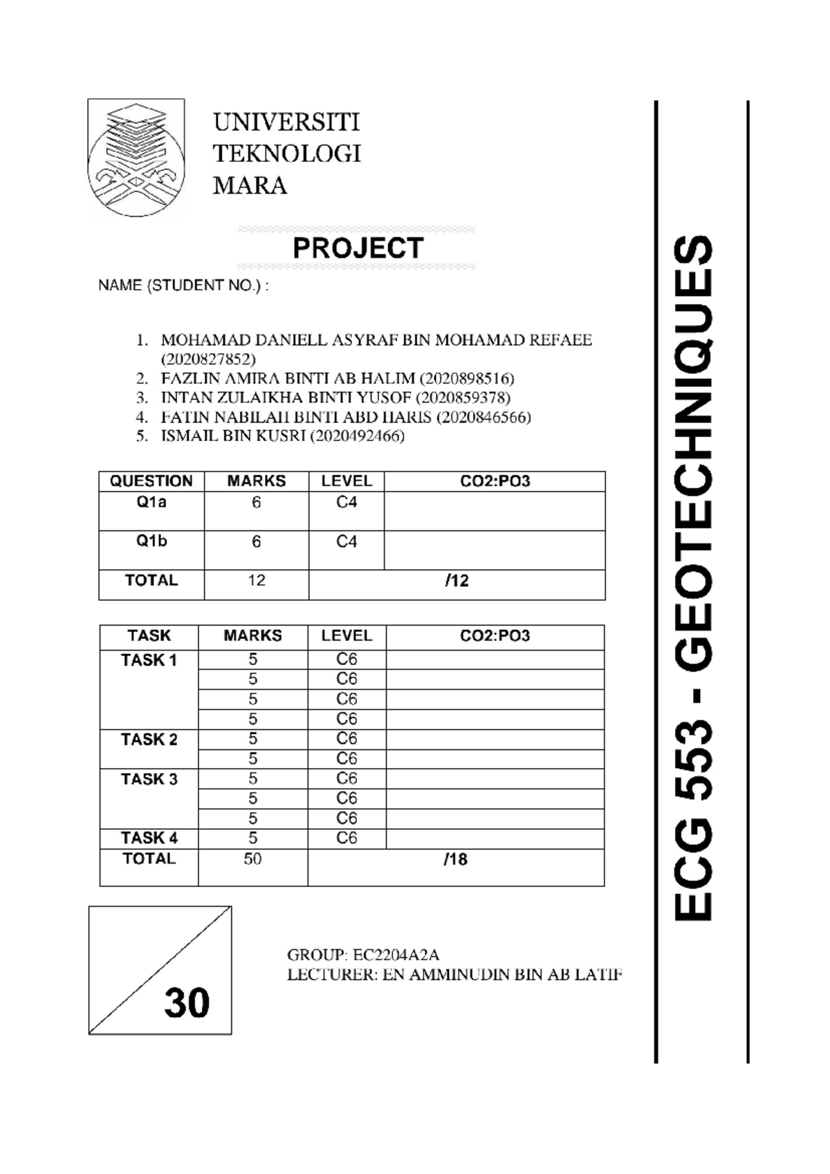 Project ECG 553 - Assignment ECG553 - Civil Engineering - Studocu