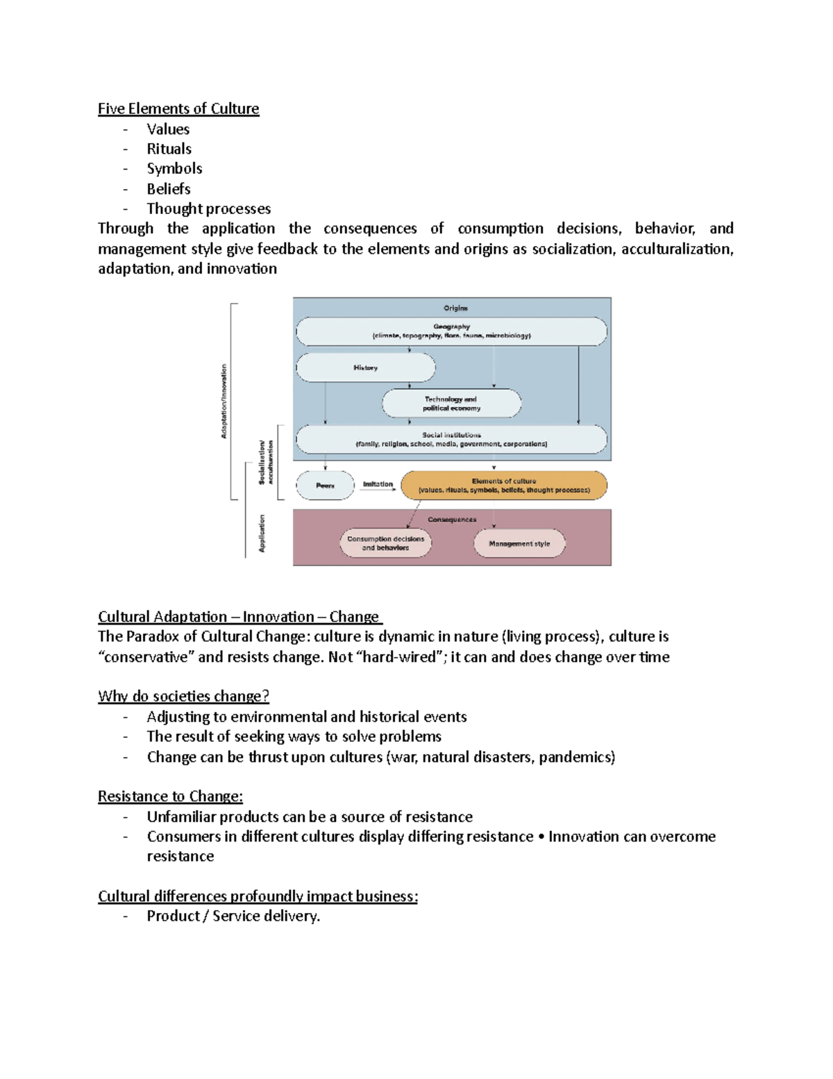 2do parcial - Elements of Culture - Five Elements of Culture - Values ...