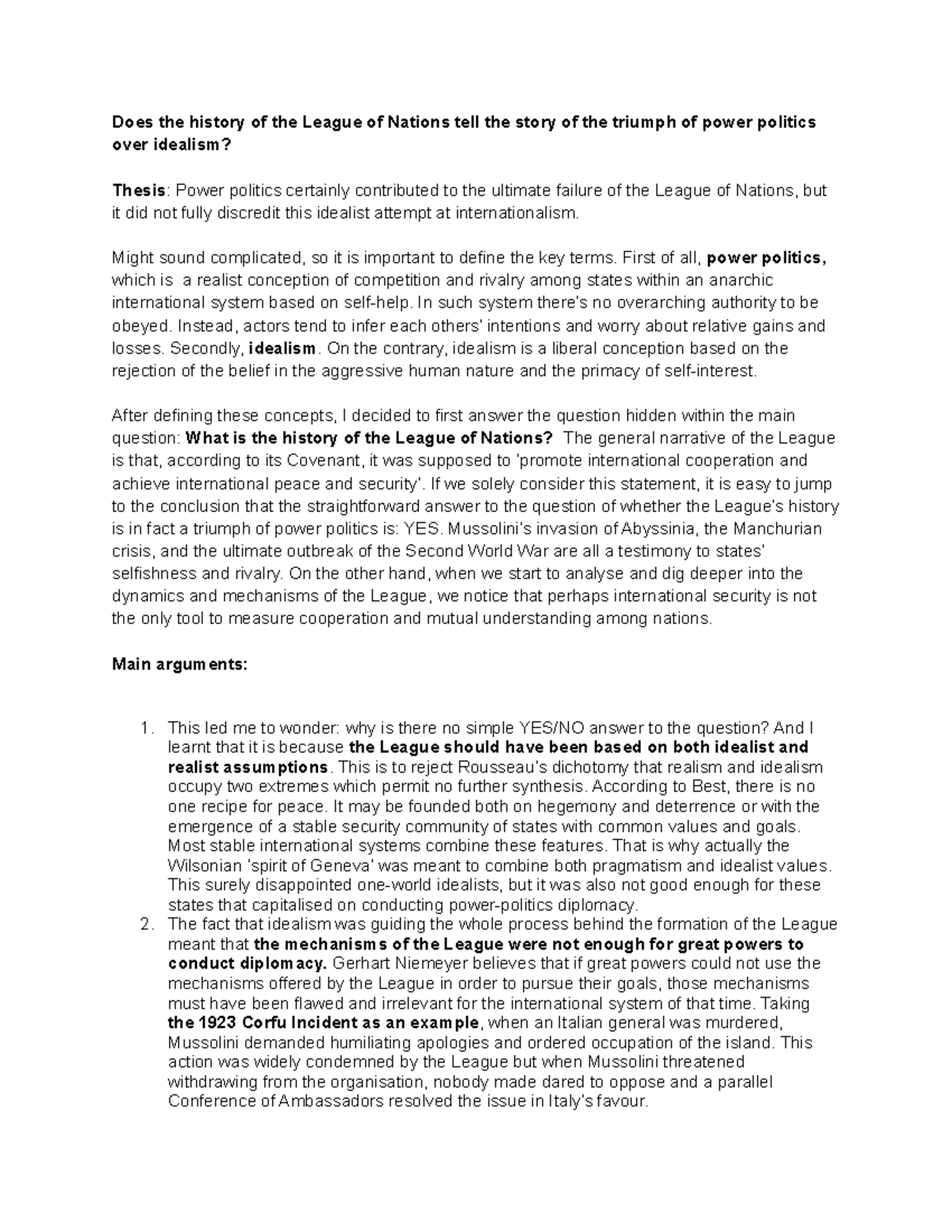 Does the history of the League of Nations tell the story of the triumph ...