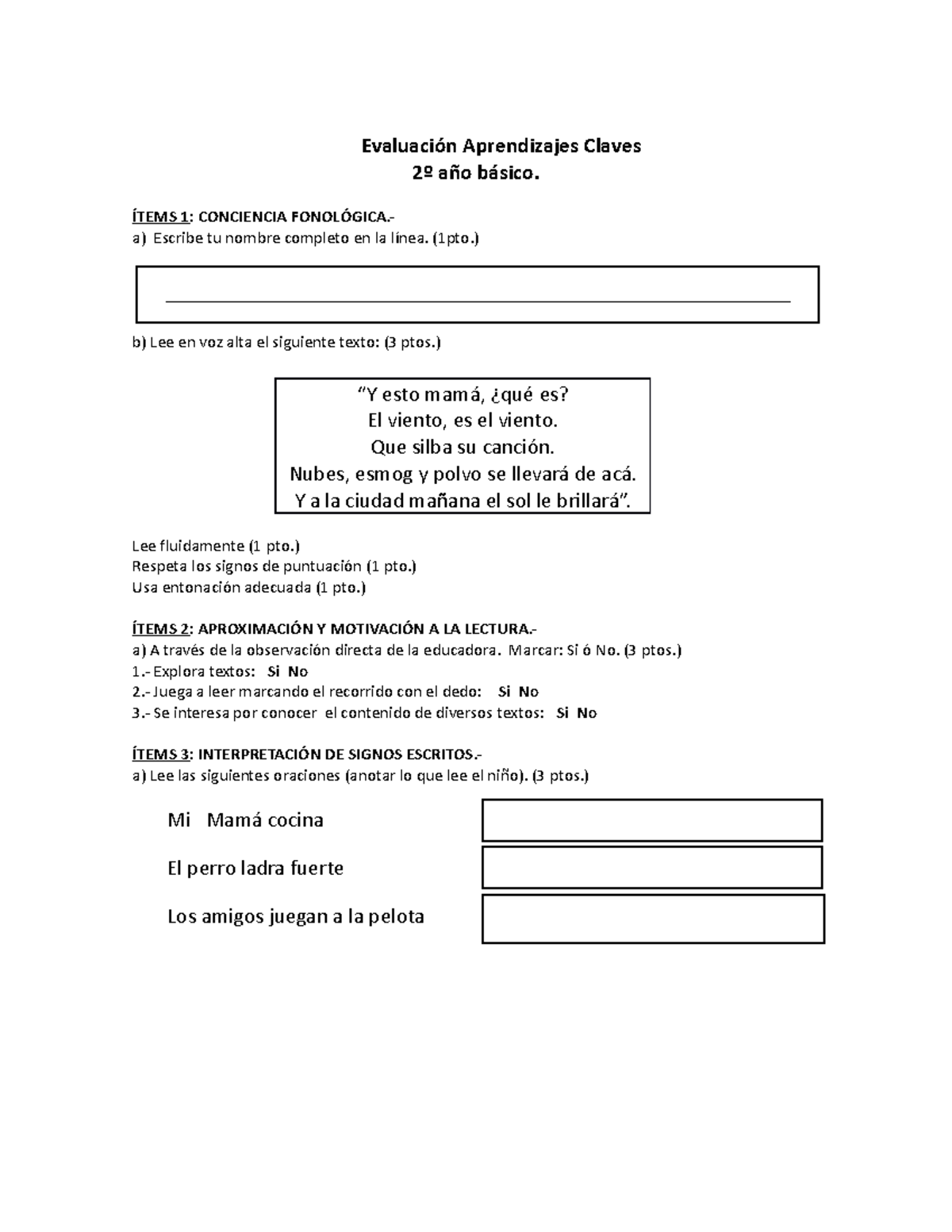 Aprendizaje claves 2° basico - Evaluación Aprendizajes Claves 2º año ...
